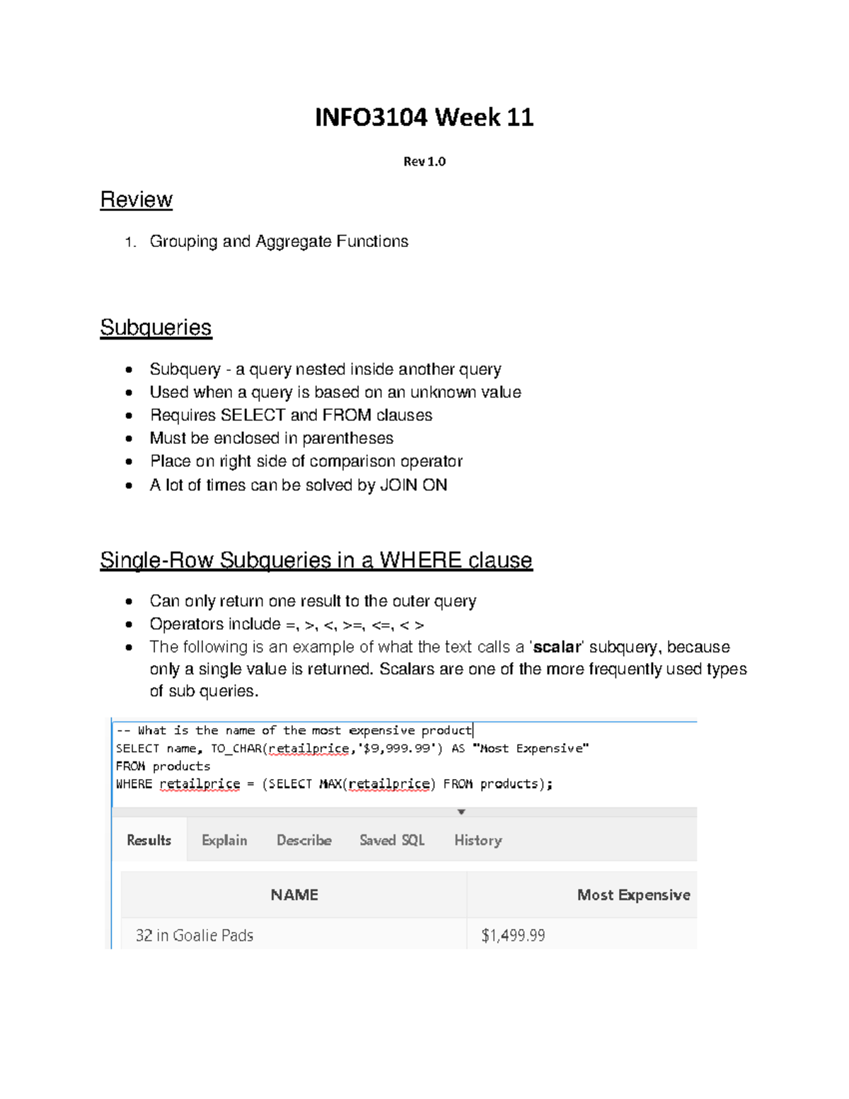 Week11 Lecture Notes 11 Warning Tt Undefined Function 32 Info3104 Week 11 Rev 1 Review 1