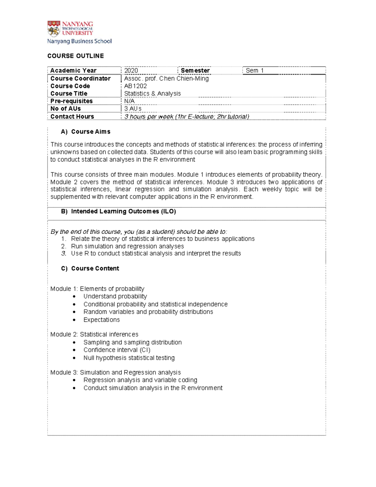 Course Outline (AY 20/21 S1) - COURSE OUTLINE Academic Year 2020 ...