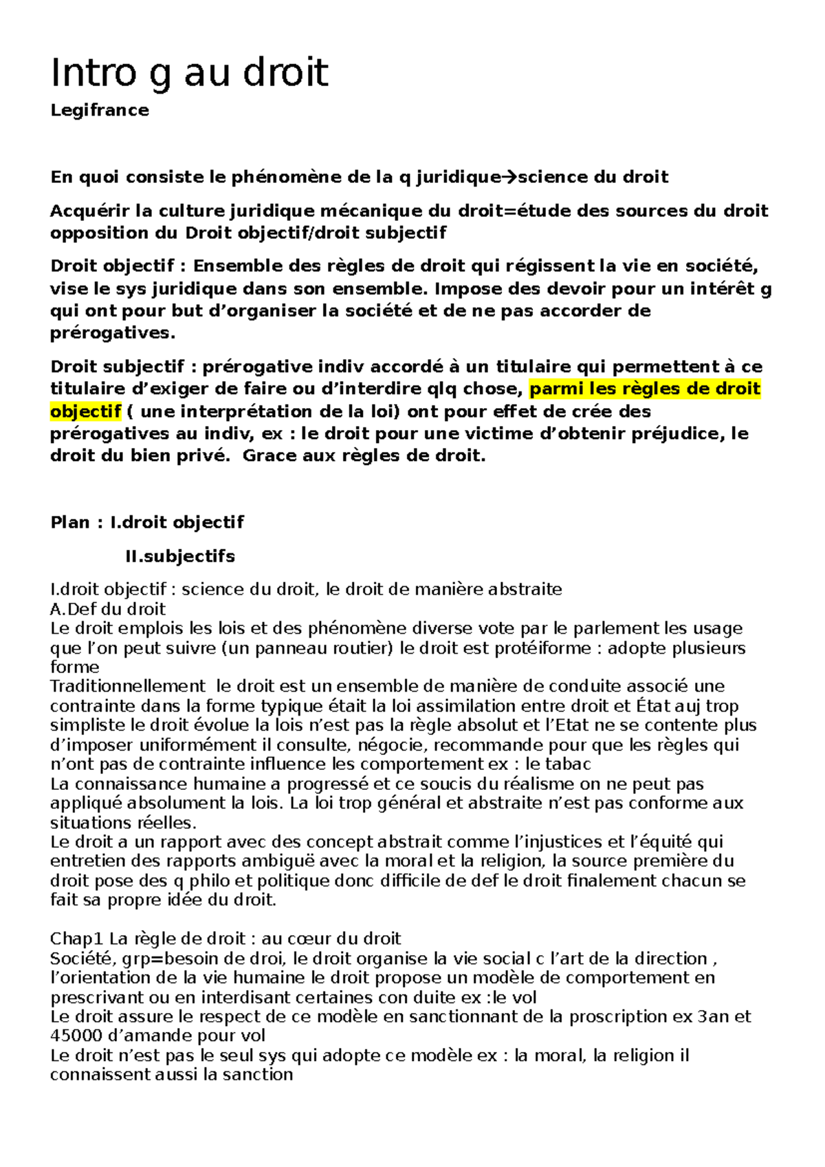Intro g au droit - Cours - Intro g au droit Legifrance En quoi consiste le phénomène de la q ...