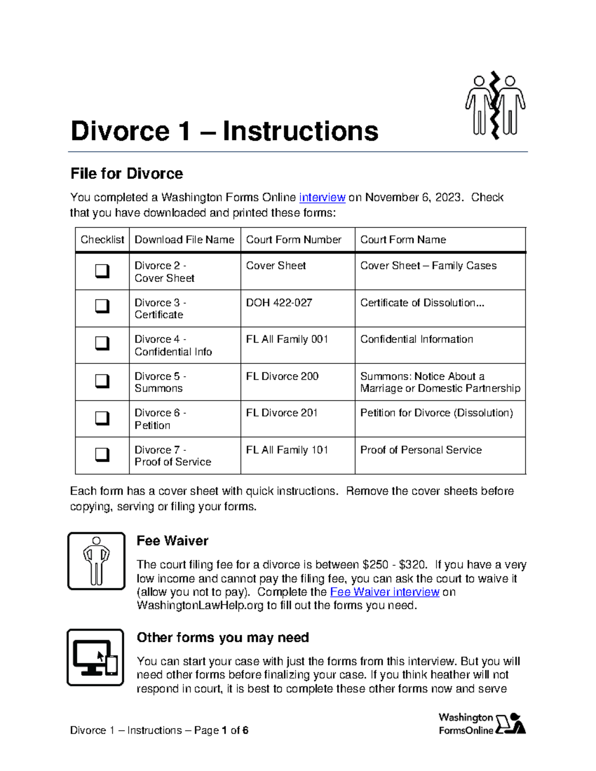 Divorce 1 - Instructions - Divorce 1 – Instructions File for Divorce ...