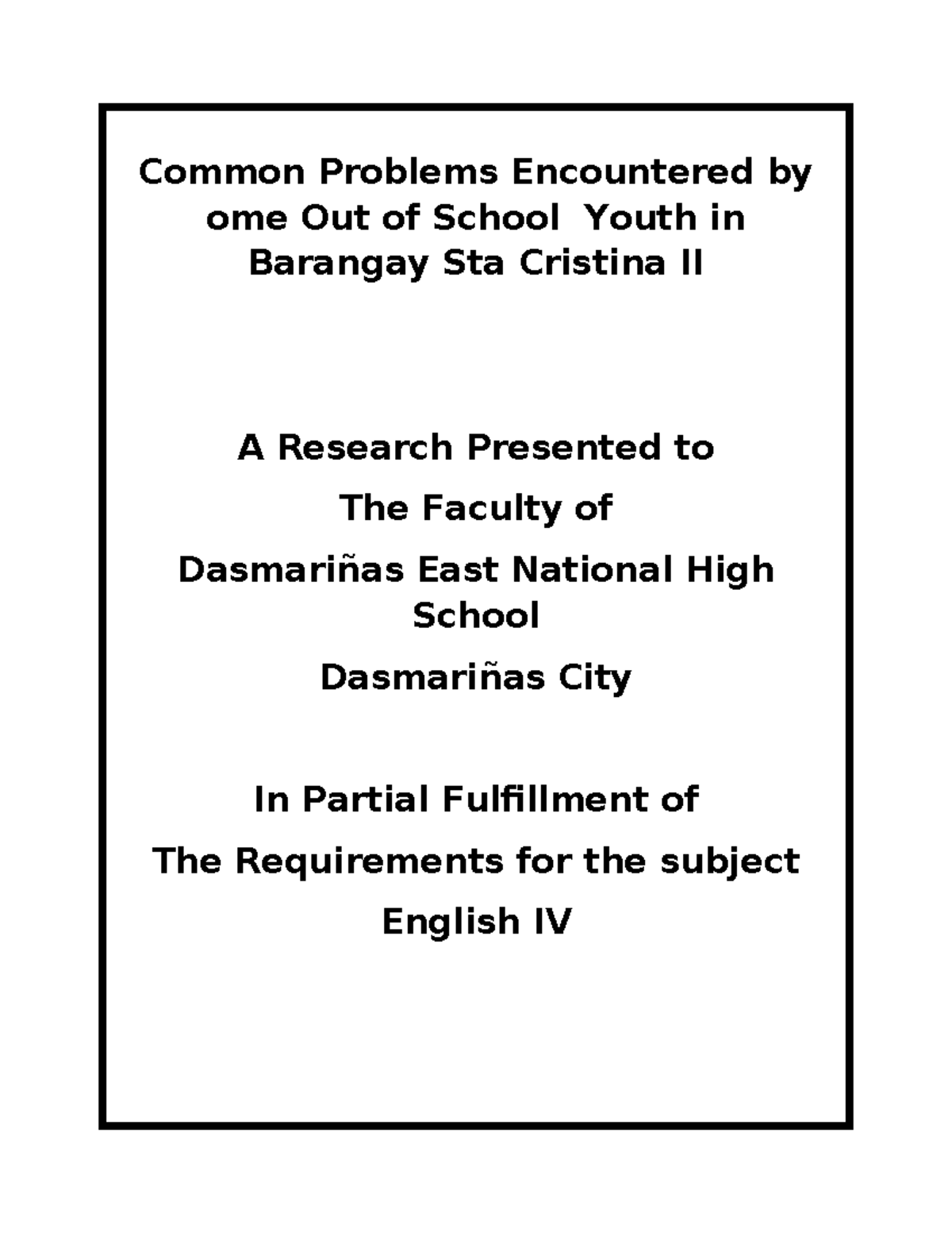 Research-Paper 12 - Common Problems Encountered by ome Out of School ...