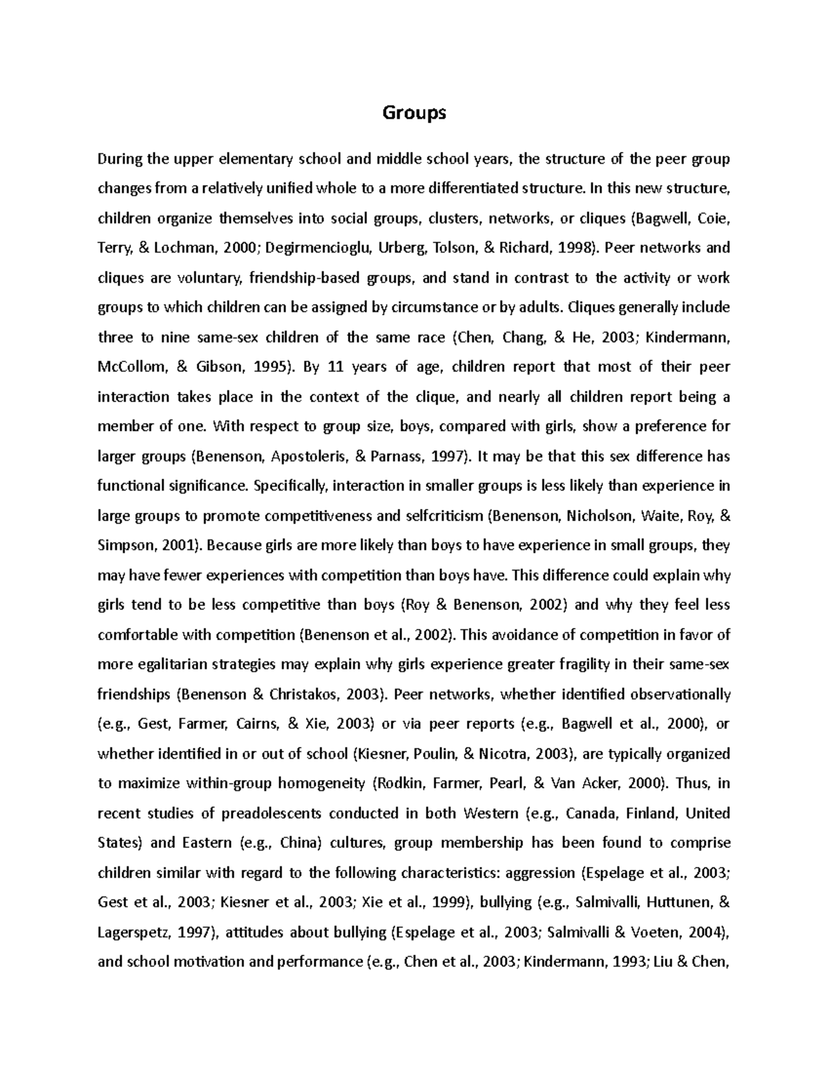 Groups - Groups During the upper elementary school and middle school ...