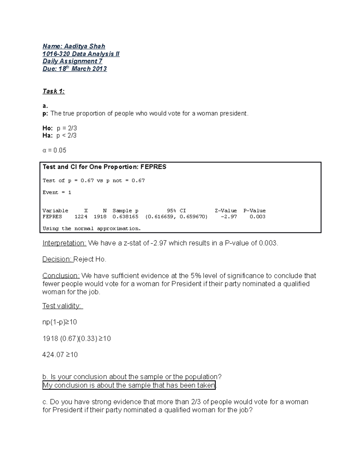 Daily 7 - Mandatory assignment given out everyday - Name: Aaditya Shah ...