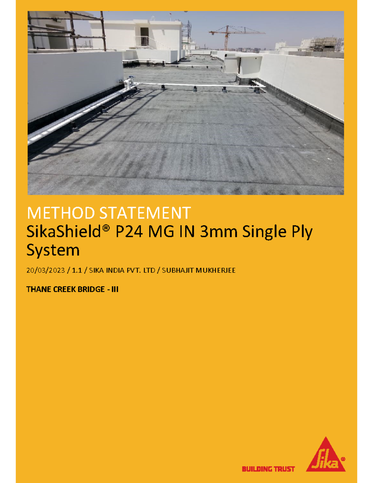 Sika waterproof - METHOD STATEMENT SikaShield® P24 MG IN 3mm Single Ply ...