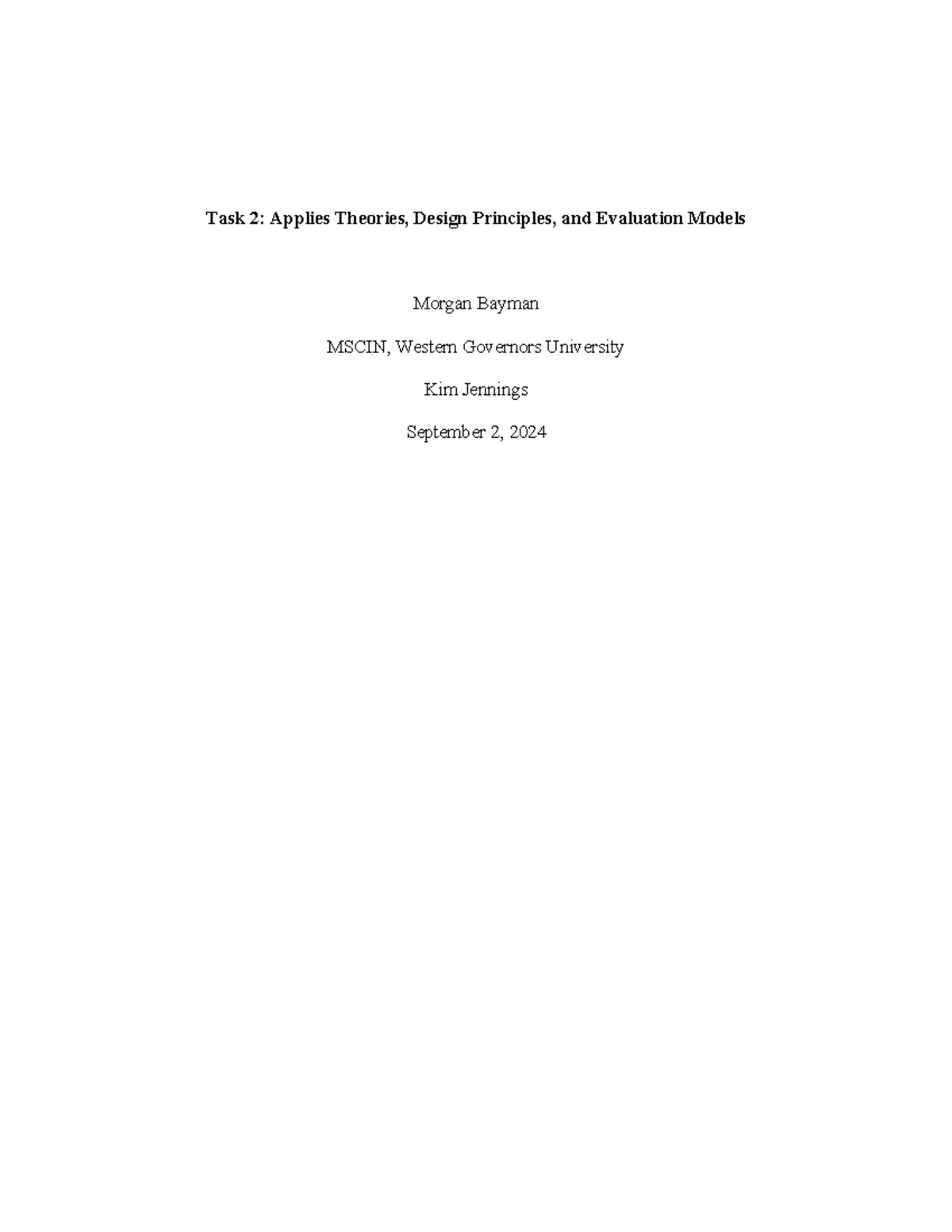 Task 2 - Applied Theories - Task 2: Applies Theories, Design Principles ...