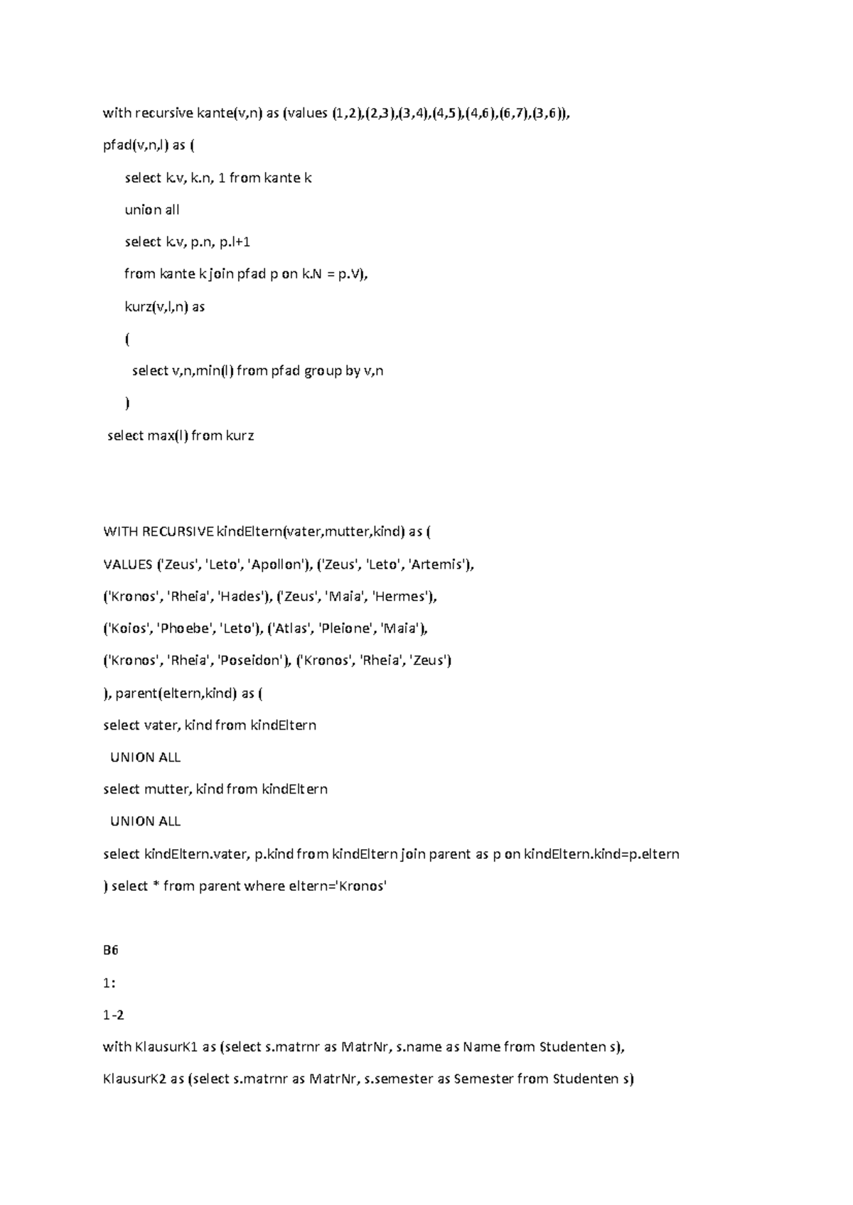 SQL Sammlung 2022 - Collection of SQL Exercise Answers - with recursive ...