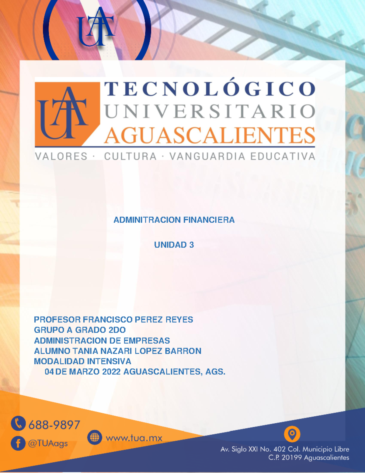 Admon Financiera Unidad 3 - ADMINITRACION FINANCIERA UNIDAD 3 PROFESOR ...