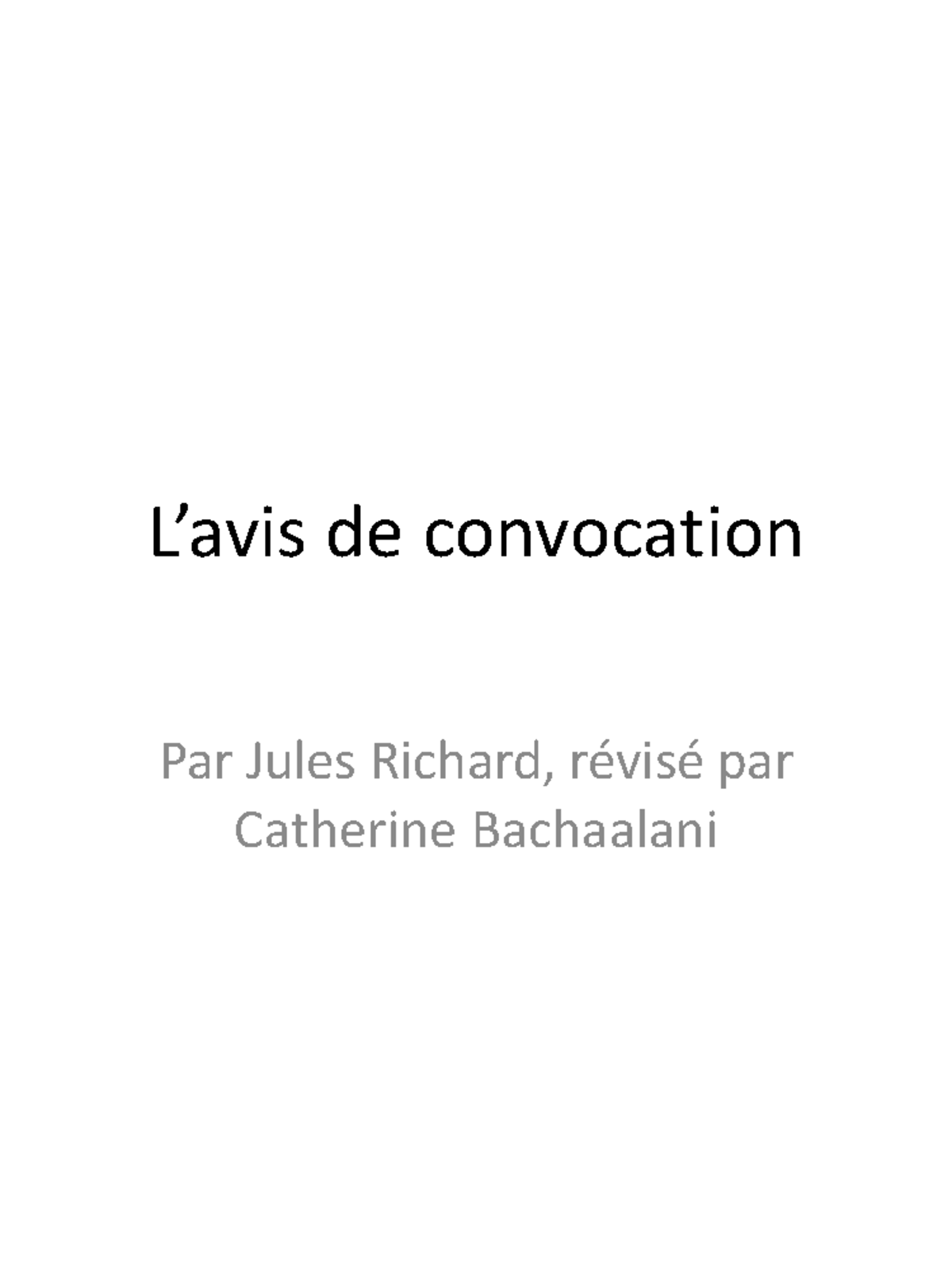 Tous-les-cours - Tous-les-cours - L’avis de convocation Par Jules ...