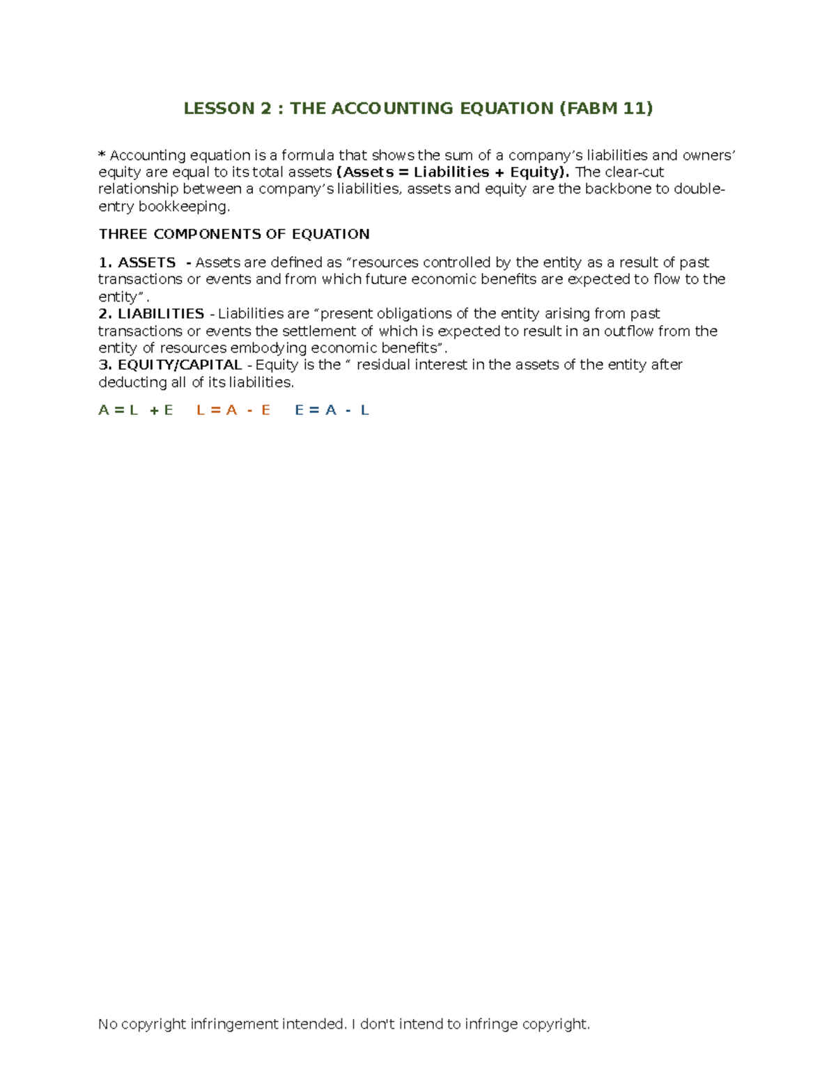 Fundamentals of Business and Accountancy (FABM11) - LESSON 2 : THE ...