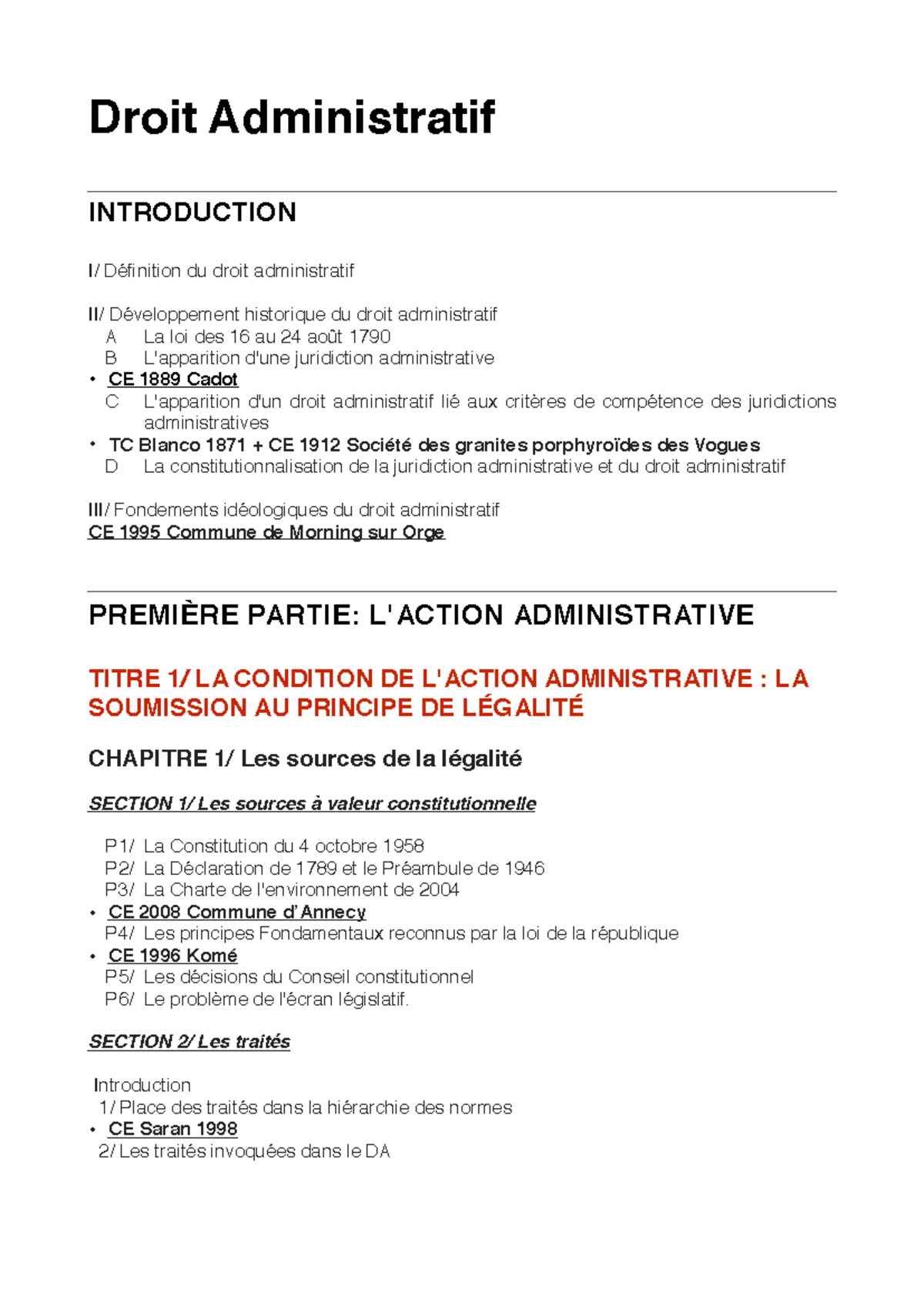 Plan Drt Admin S1 - Lebreton - Droit Administratif INTRODUCTION I ...