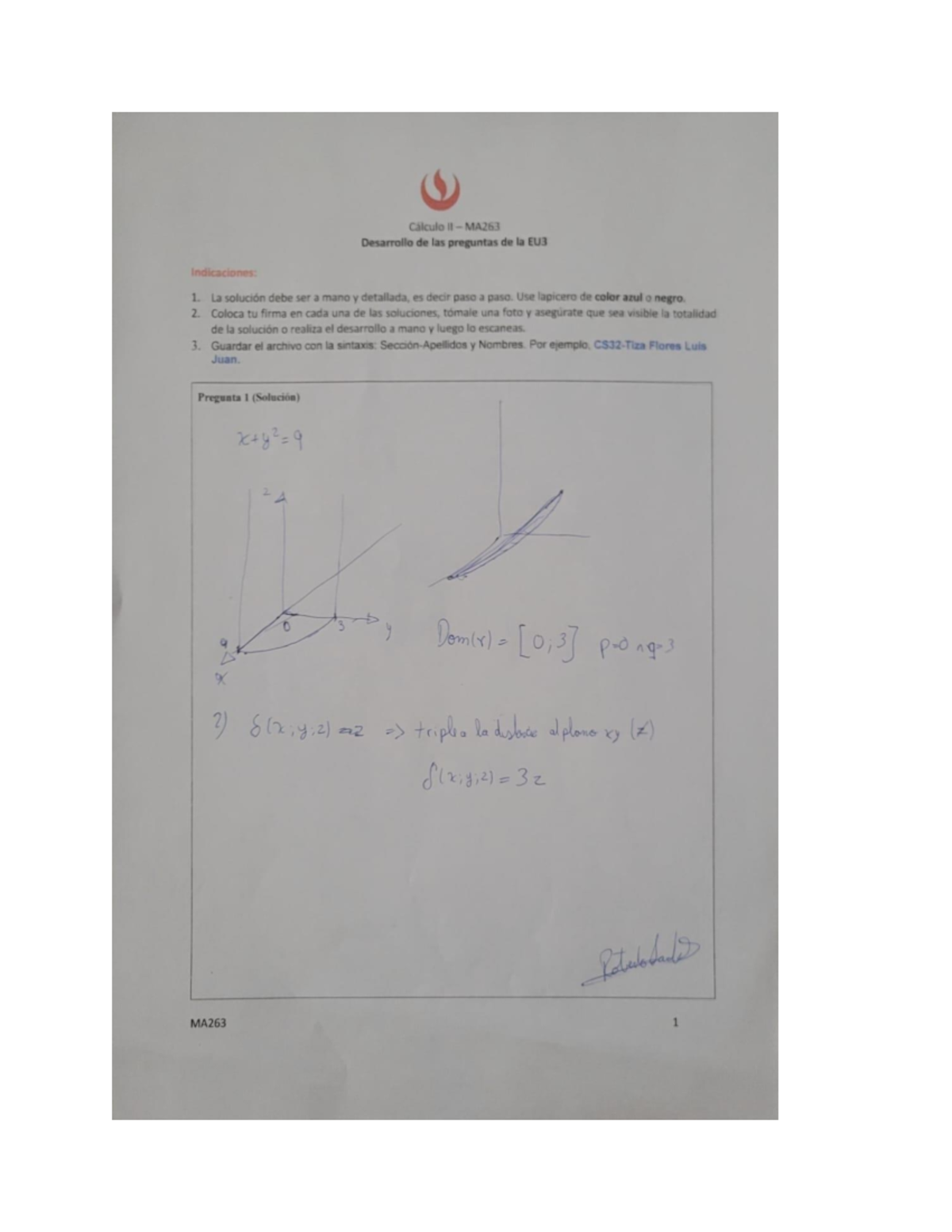 CS37- Jacinto Socola Roberto Alonso - Cálculo MA263 Desarrollo de las preguntas de la EU3 - Studocu