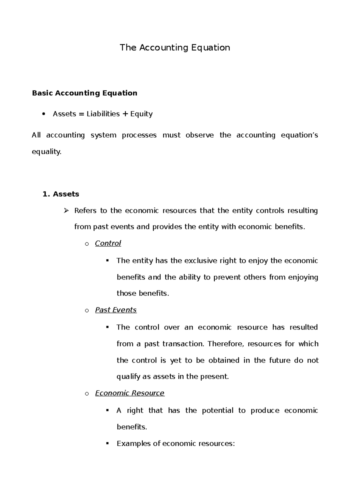 The Accounting Equation - The Accounting Equation Basic Accounting ...