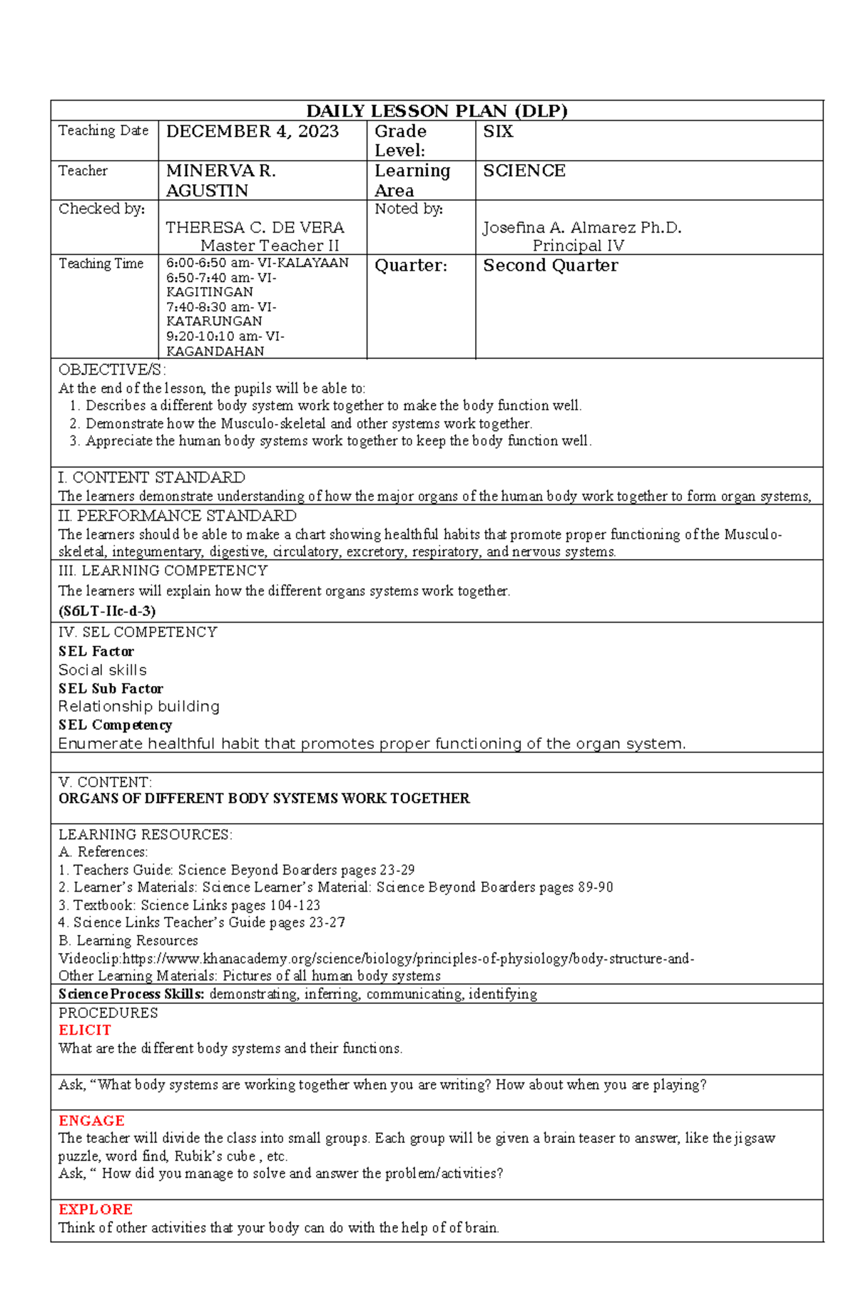 LP-in-Science - DAILY LESSON PLAN (DLP) Teaching Date DECEMBER 4, 2023 ...