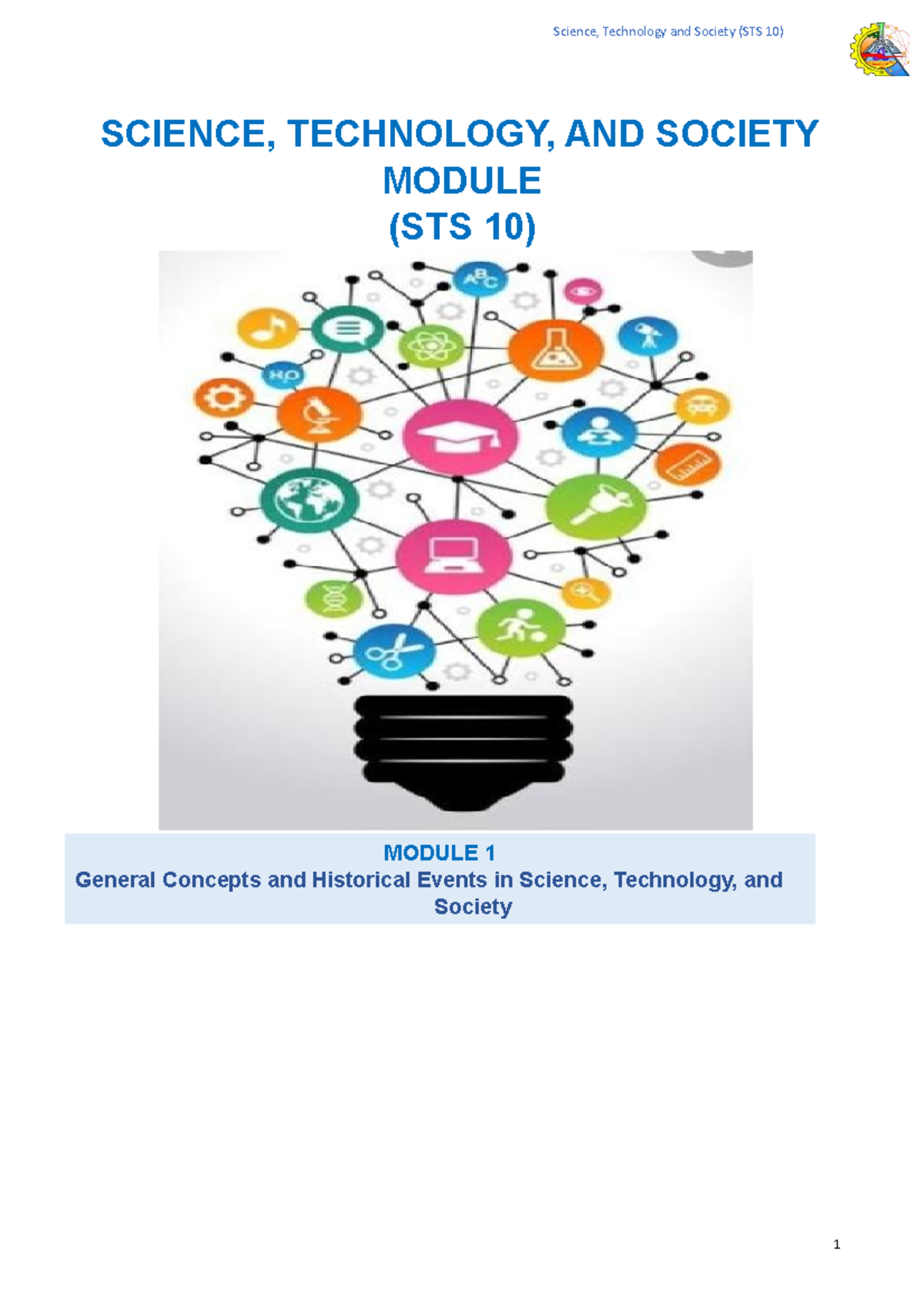 Enrico STS Module - dsdsdADWD - SCIENCE, TECHNOLOGY, AND SOCIETY MODULE (STS 10) MODULE 1 ...