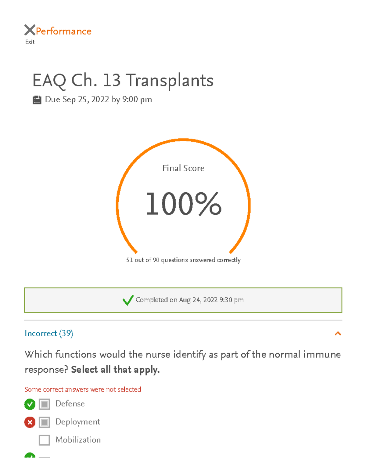 EAQ Ch 13 Transplants - fads - Exit Performance EAQ Ch. 13 Transplants ...