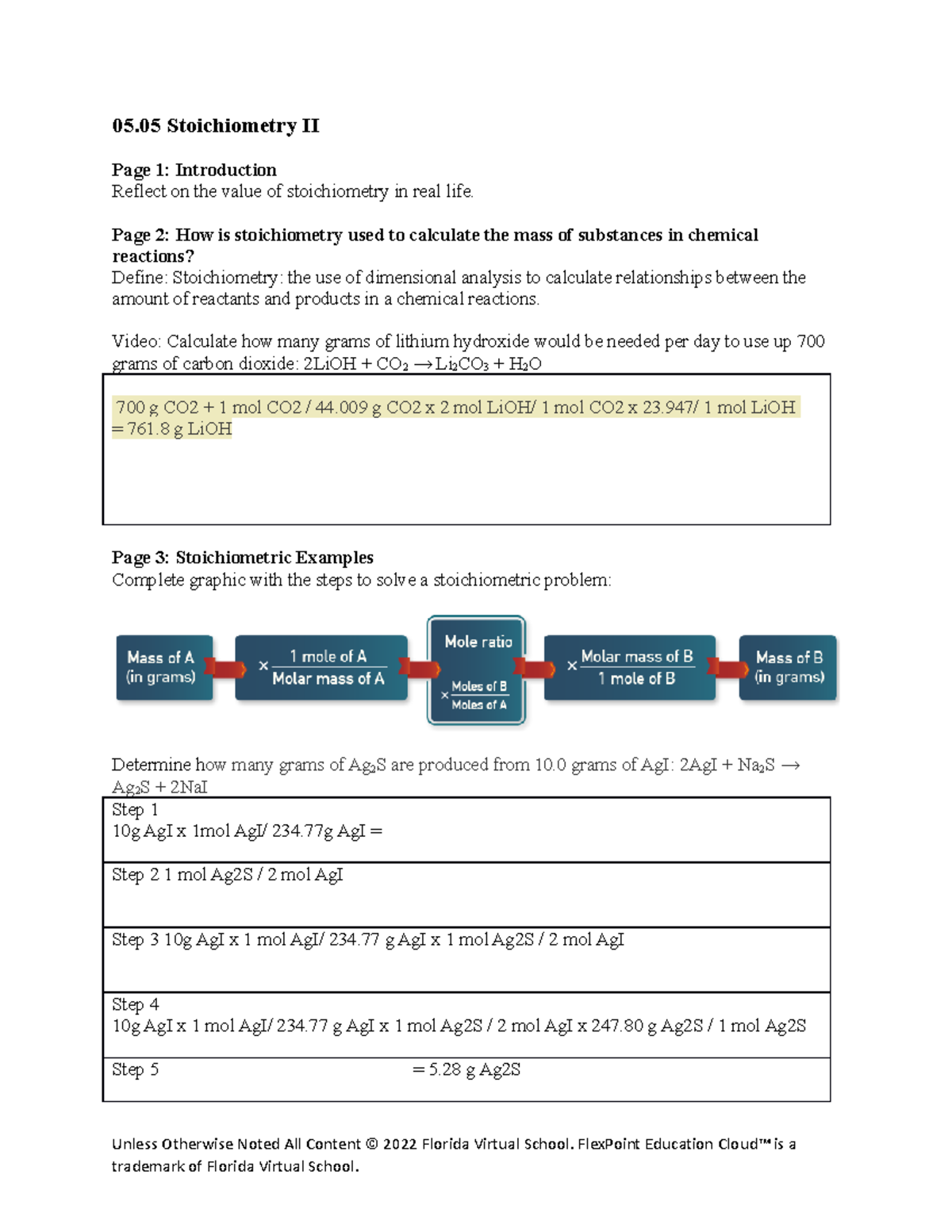 05 05 journal - ads - 05 Stoichiometry II Page 1: Introduction Reflect ...