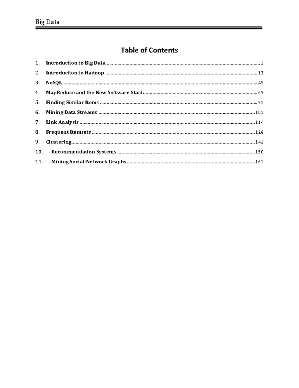 Big Data Analytics Big Data Introduction To Big Data Table Of Contents Introduction To Hadoop