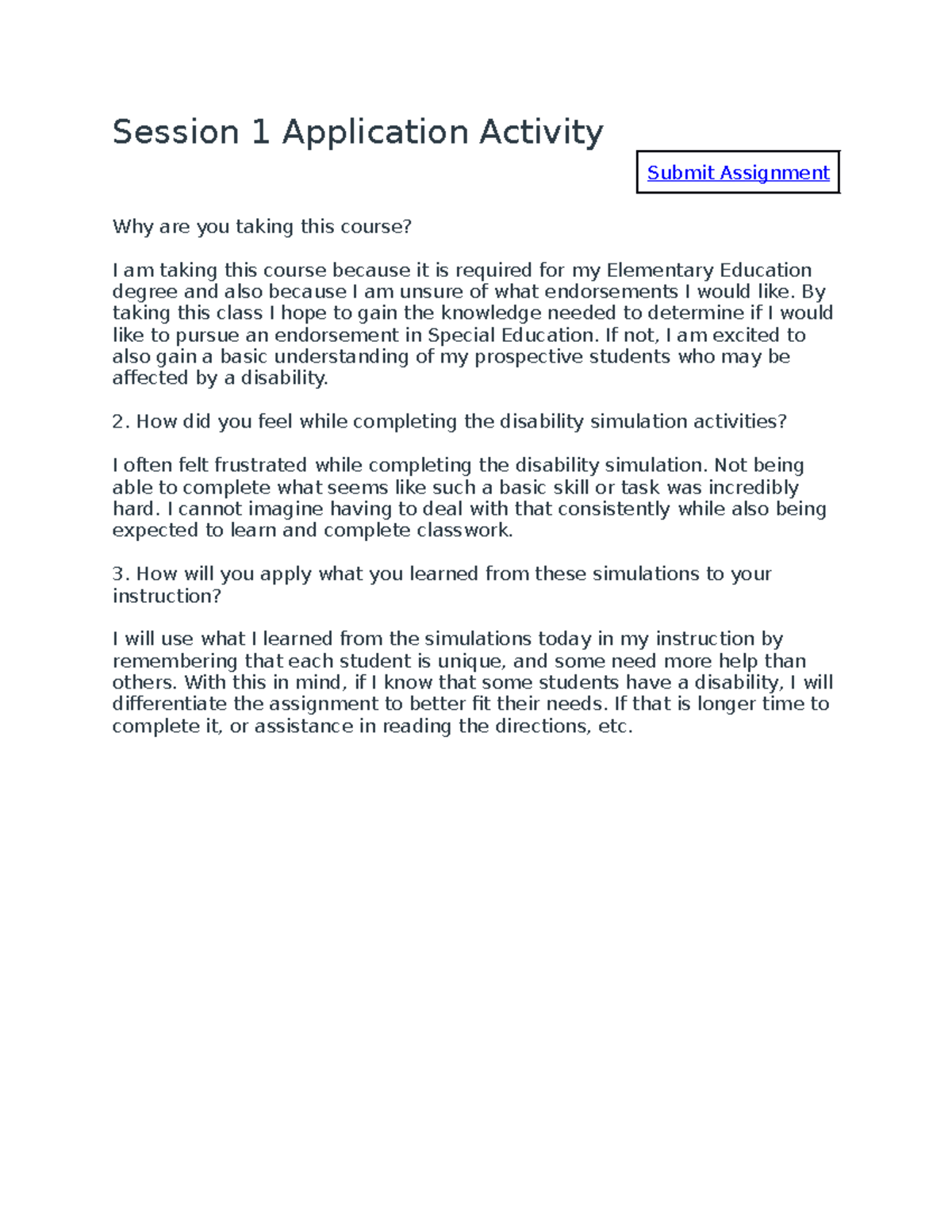 Session 1 Application Activity - Session 1 Application Activity Submit ...