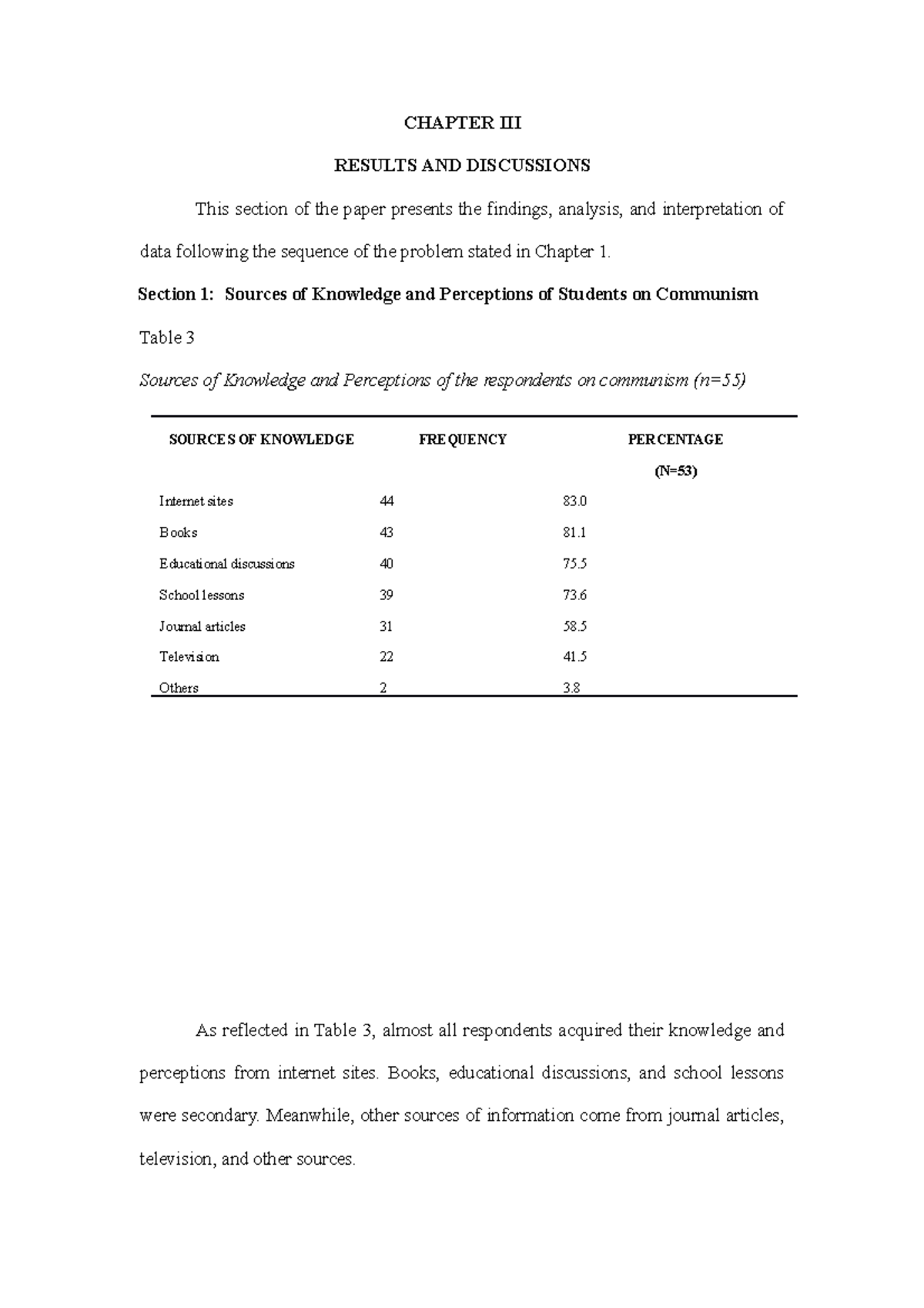 Research Results - CHAPTER III RESULTS AND DISCUSSIONS This section of ...