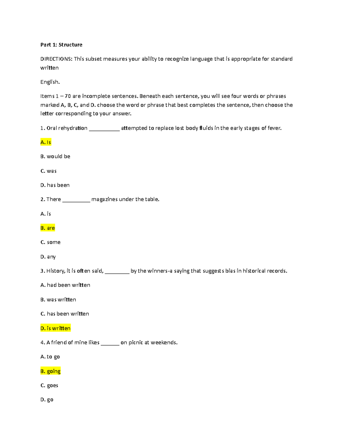 Actual-EPT- Compilation - Part 1: Structure DIRECTIONS: This subset ...