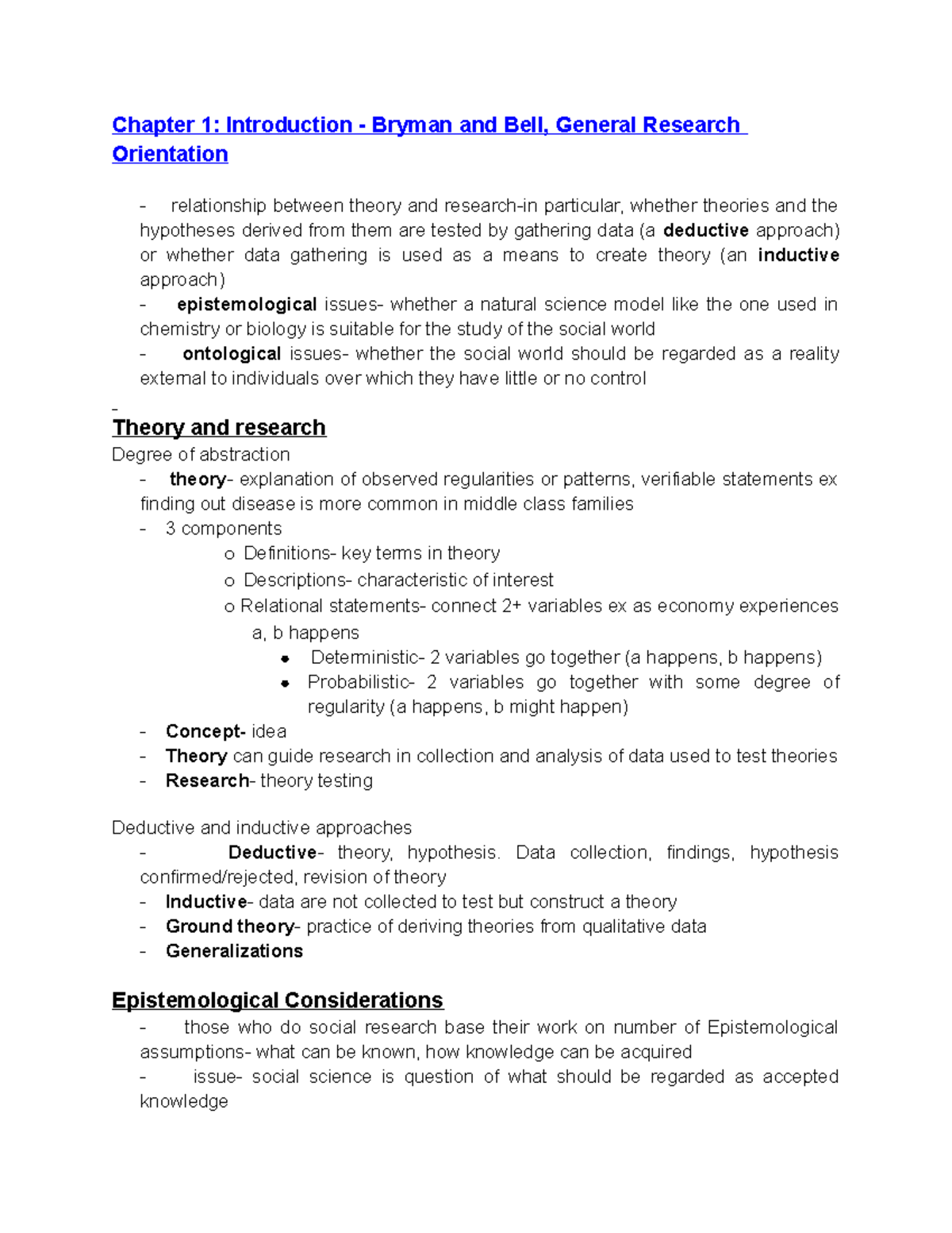 CCT206- Text Book Notes - Chapter 1: Introduction - Bryman and Bell ...