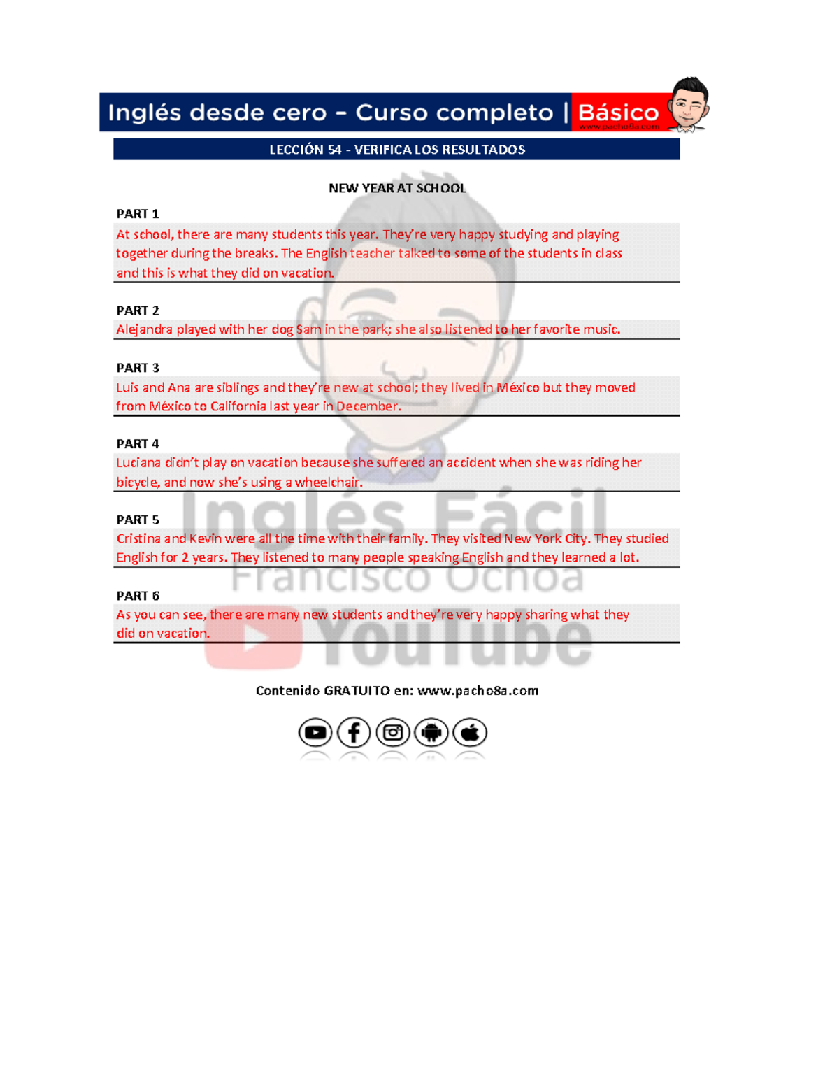 Lección 54 - Verificar Resultados - PART 1 PART 2 PART 3 PART 4 PART 5 PART 6 LECCIÓN 54 ...