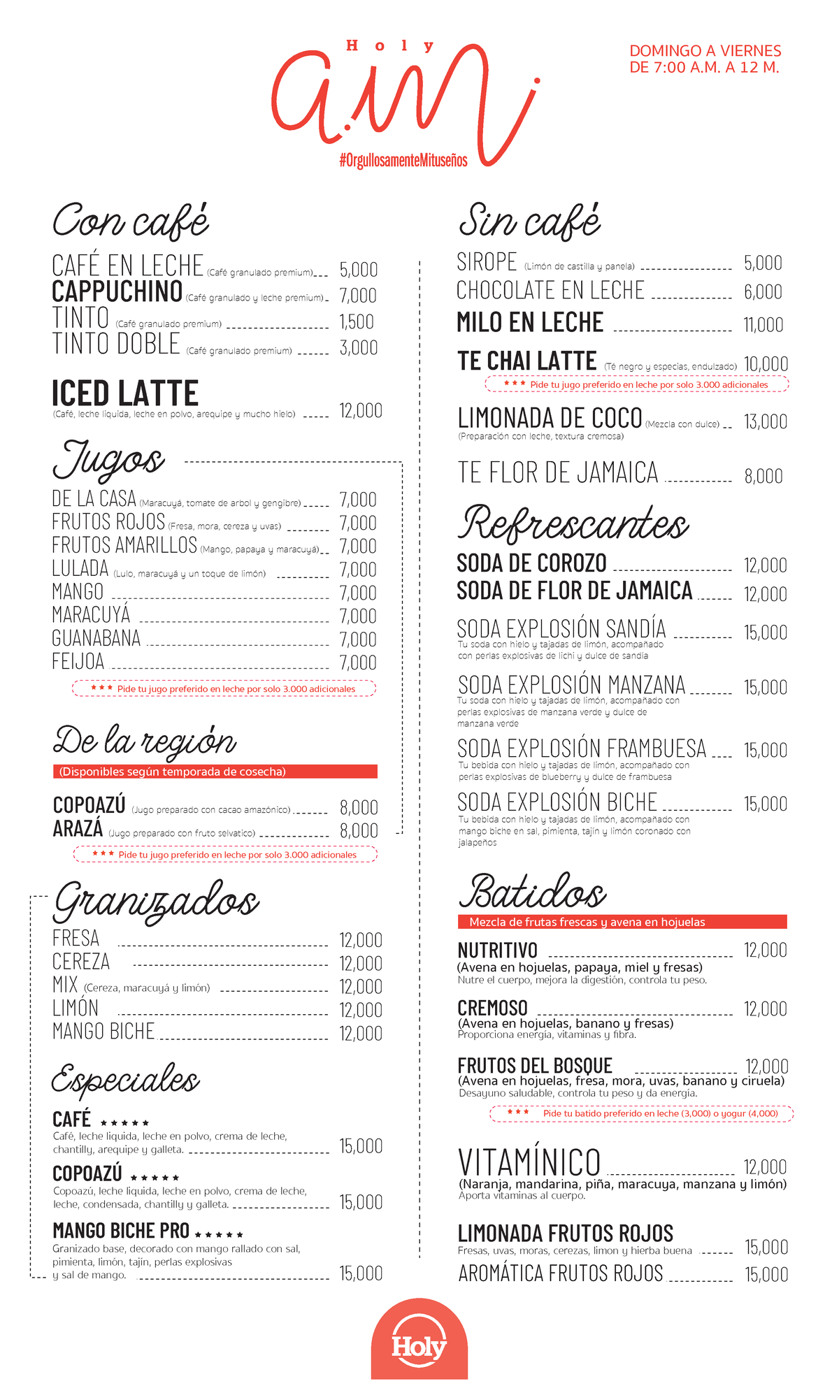 Menu V 5 am Mayo 2023 - DOMINGO A VIERNES DE 7:00 A. A 12 M ...