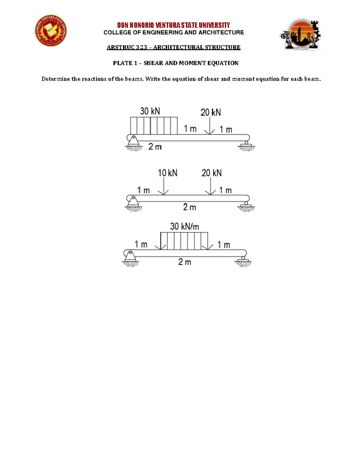 Arstruc 323 Plate 1 Shearmoment Equation - Discrete Structure - DON ...
