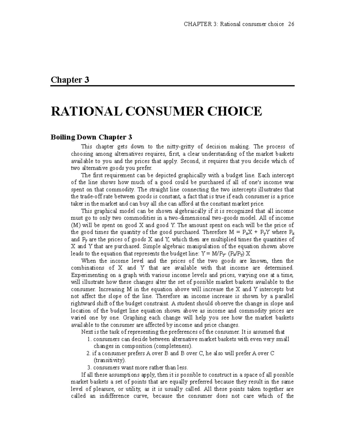 Dev CH 3 - Textbook summary - Chapter 3 RATIONAL CONSUMER CHOICE ...