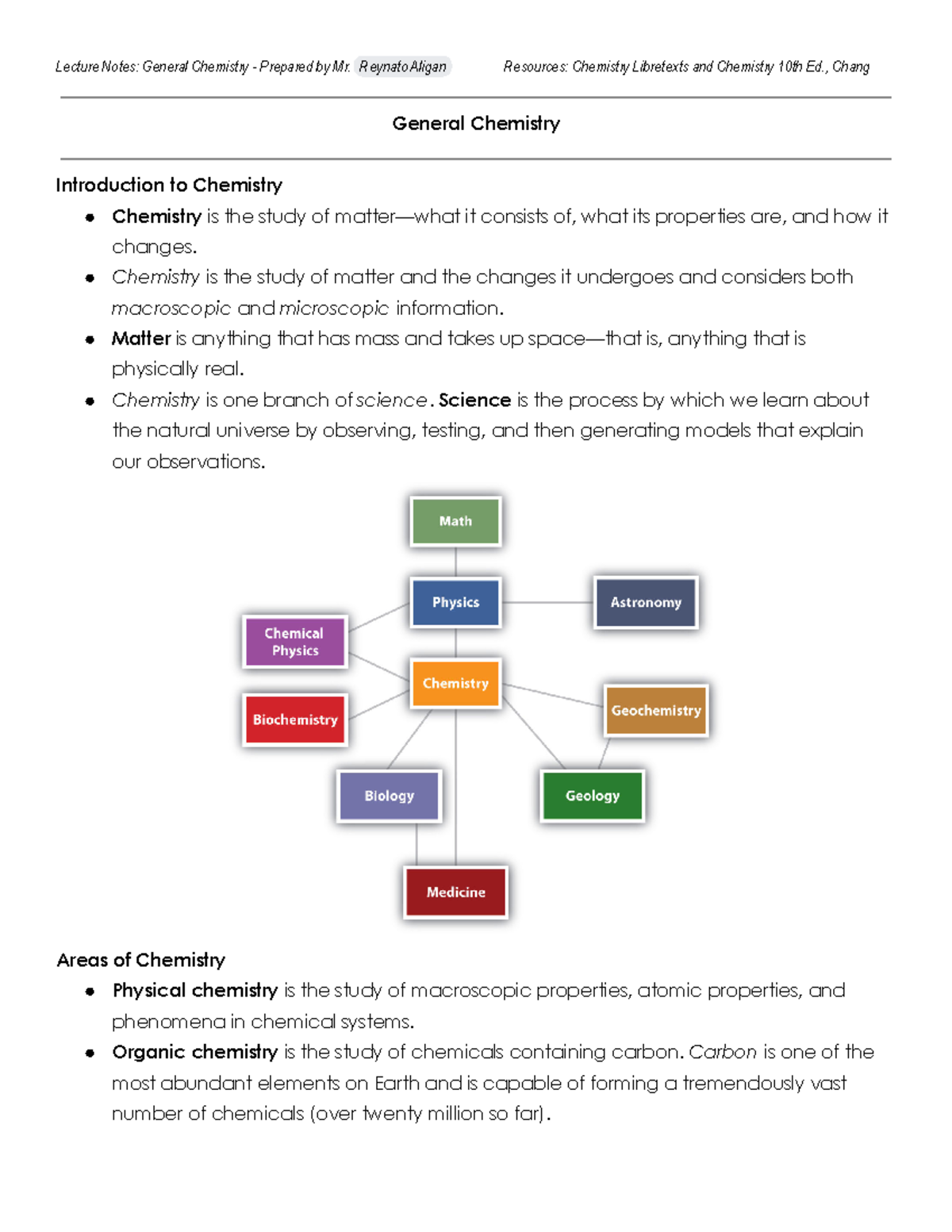 Lecture Notes- Introduction to General Chemistry - Aligan - General ...