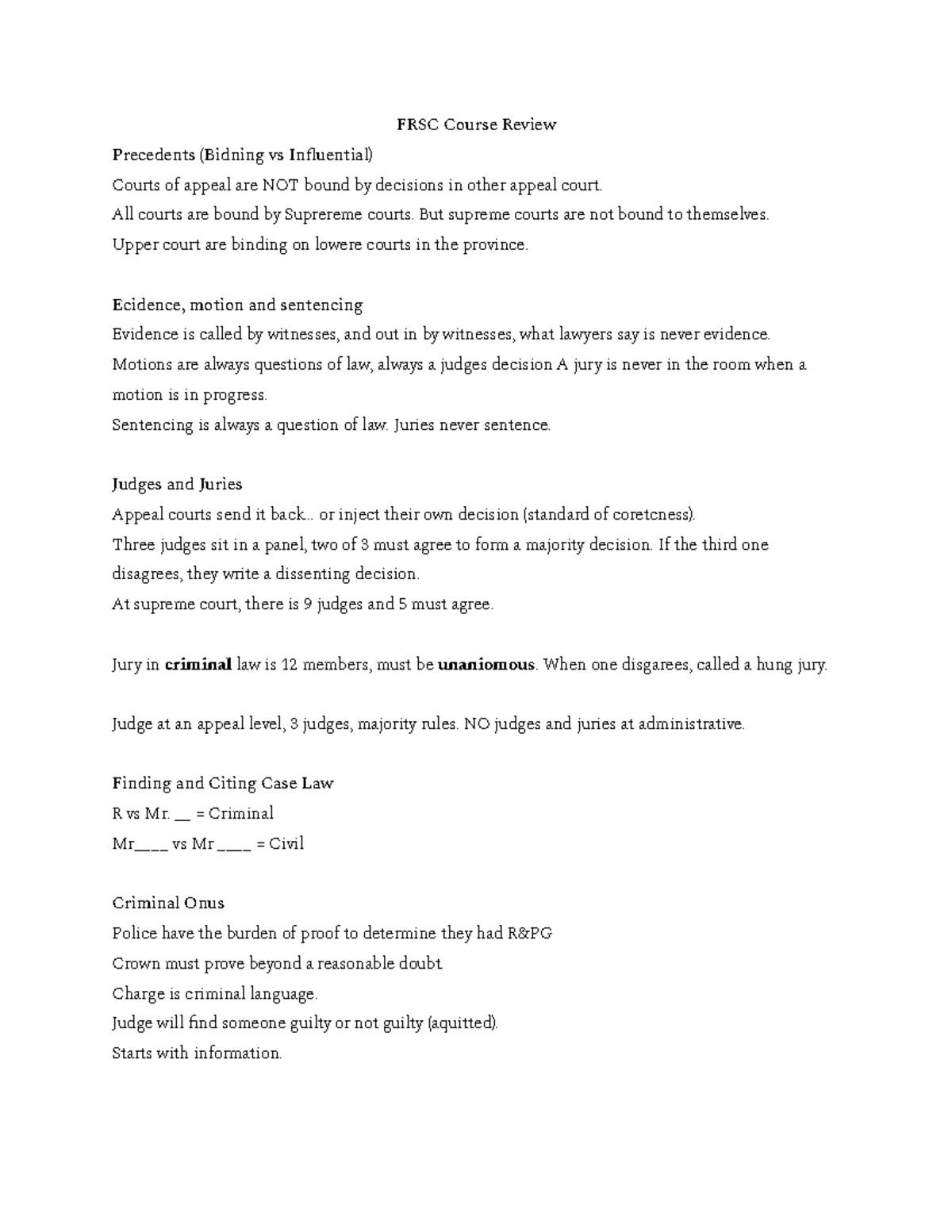 FRSC Course Review - notes for the final - FRSC Course Review ...