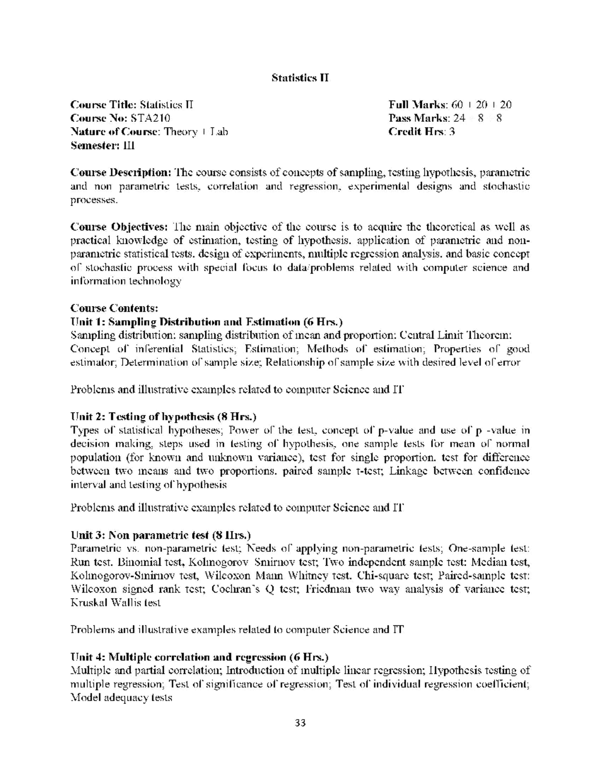 Statistics-II - fggf - Bachelors of computer application - Studocu