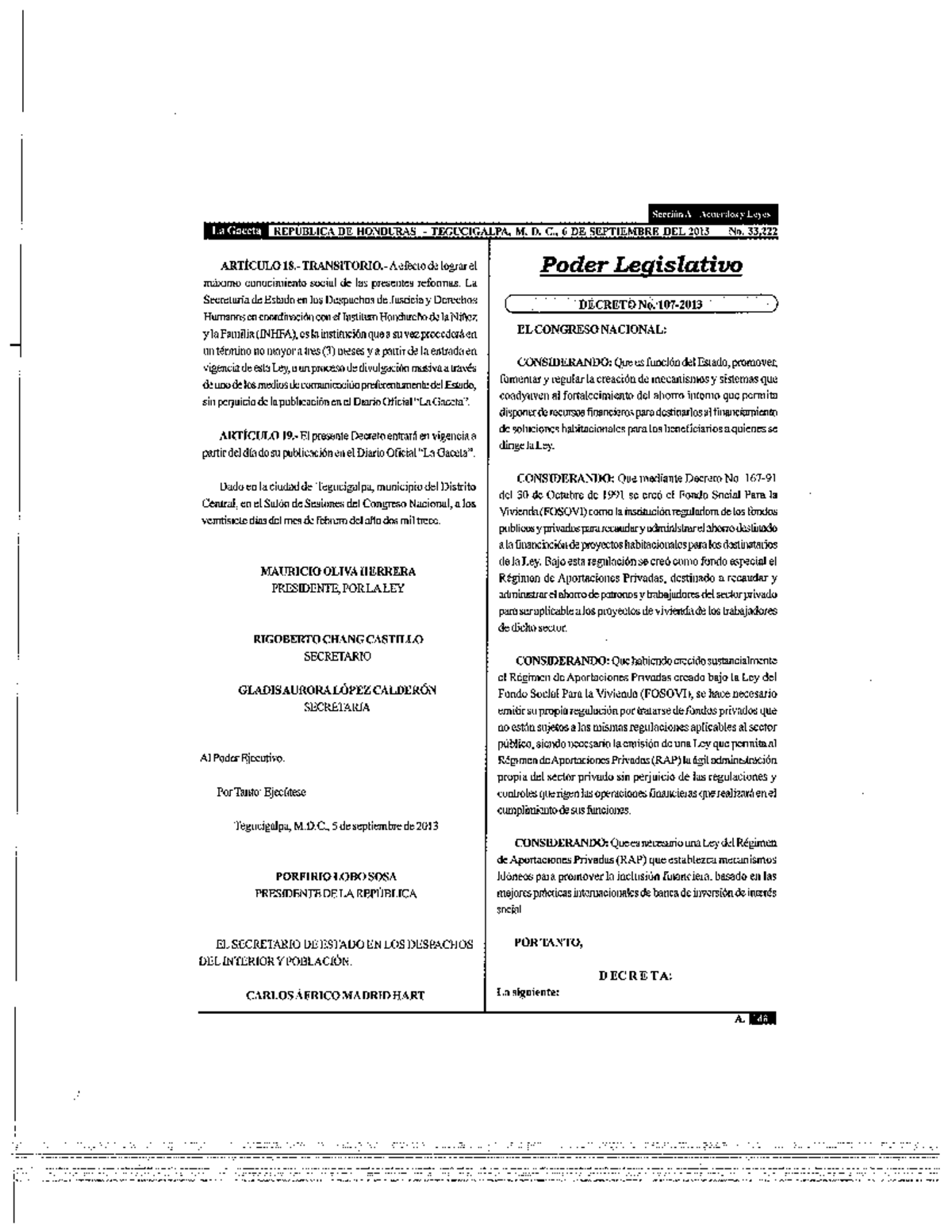 Decreto 107-2013 Ley del Régimen de Aportaciones Privadas (RAP) - Seccion A Acuertosy Leyes La ...