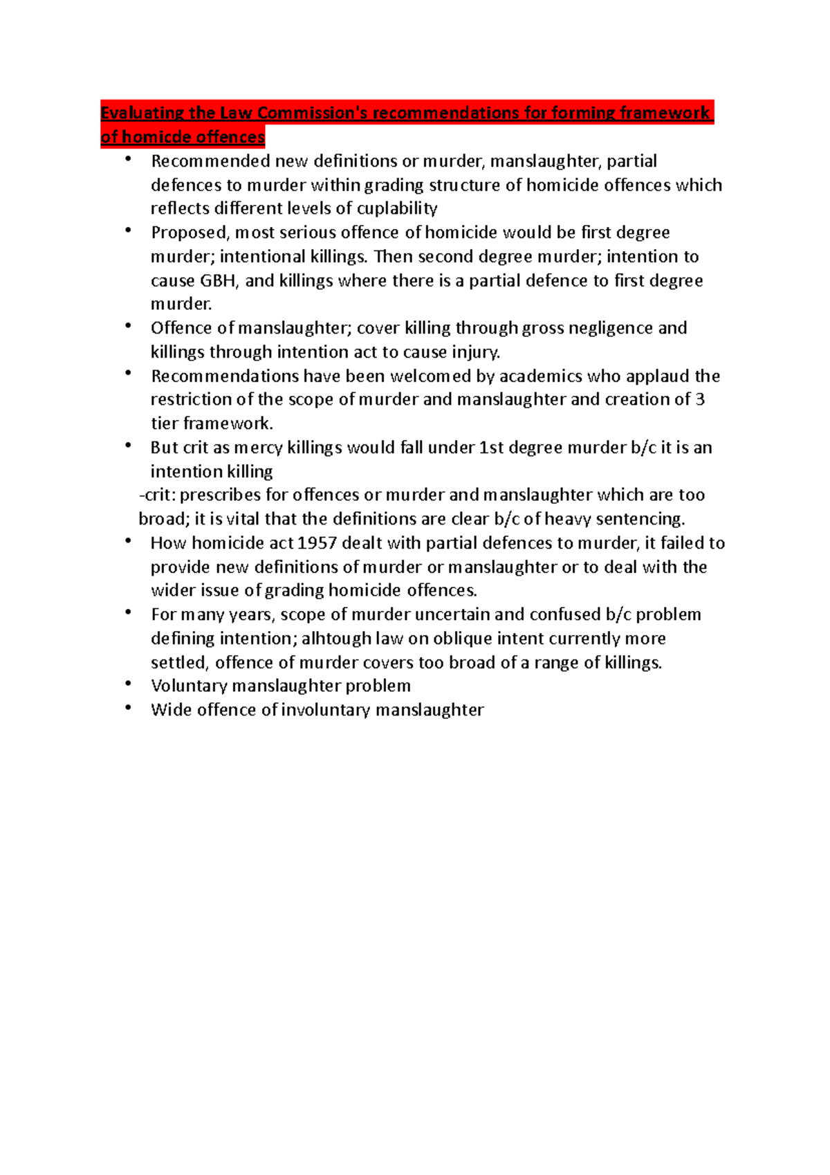 criminal law -8 - Evaluating the Law Commission's recommendations for ...