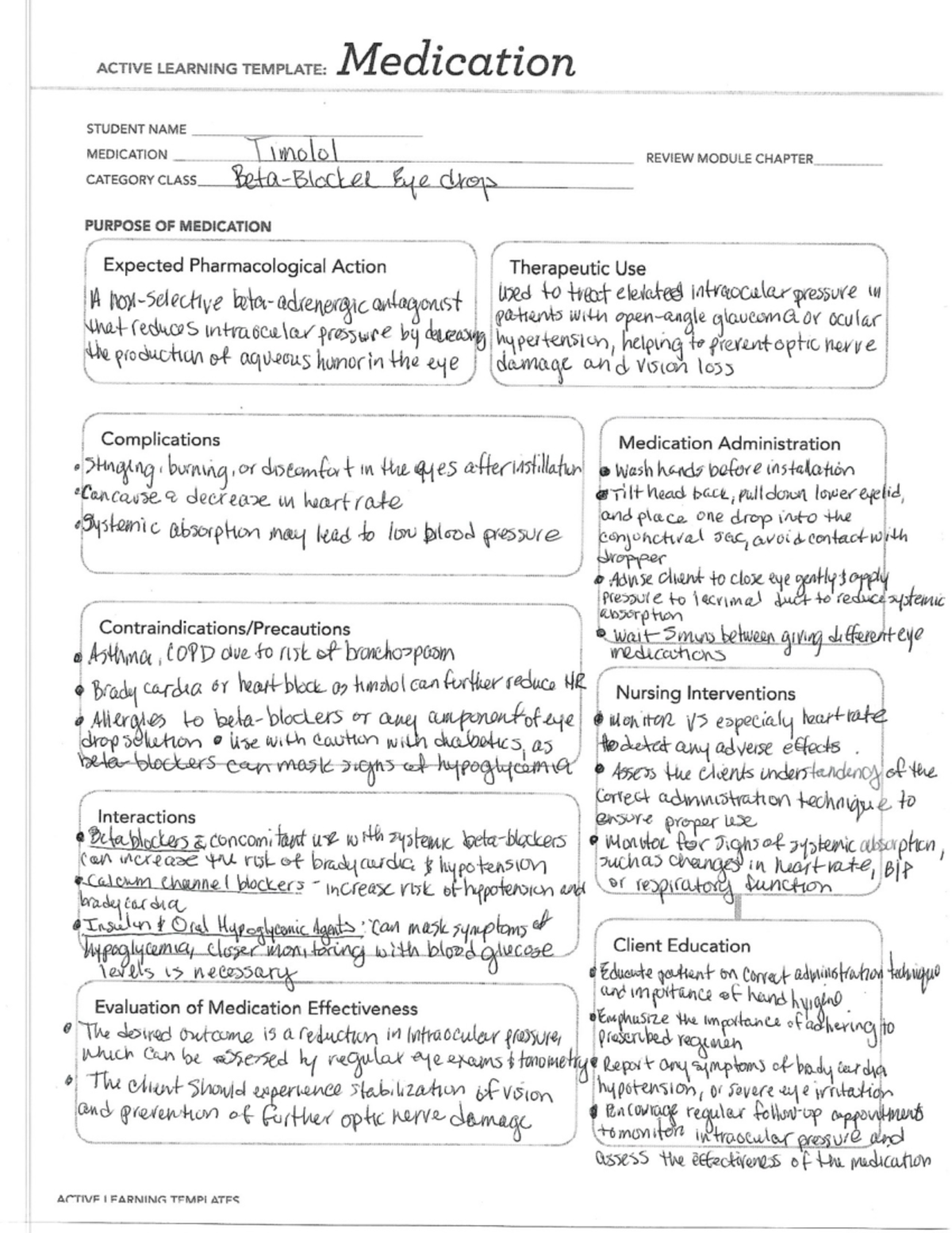 Timolol Eye Drops - Opthalmology - ACTIVE LEARNING TEMPLATE: Medication ...
