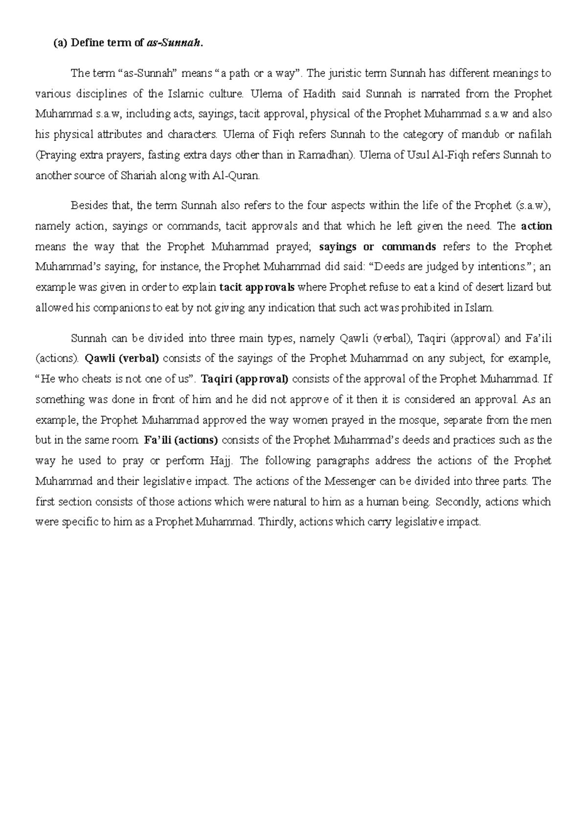 T8 As-Sunnah - (a) Define term of as-Sunnah. The term “as-Sunnah” means ...