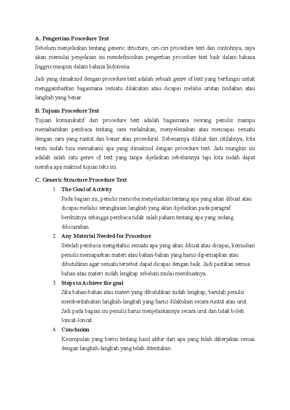 Efrianti - HOMEWORK - A. Pengertian Procedure Text Sebelum menjelaskan ...