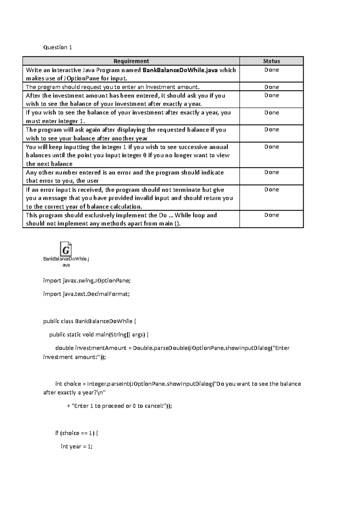 Informatics 1A OSA Submission - Requirement Status Write an interactive Java Program named - Studocu