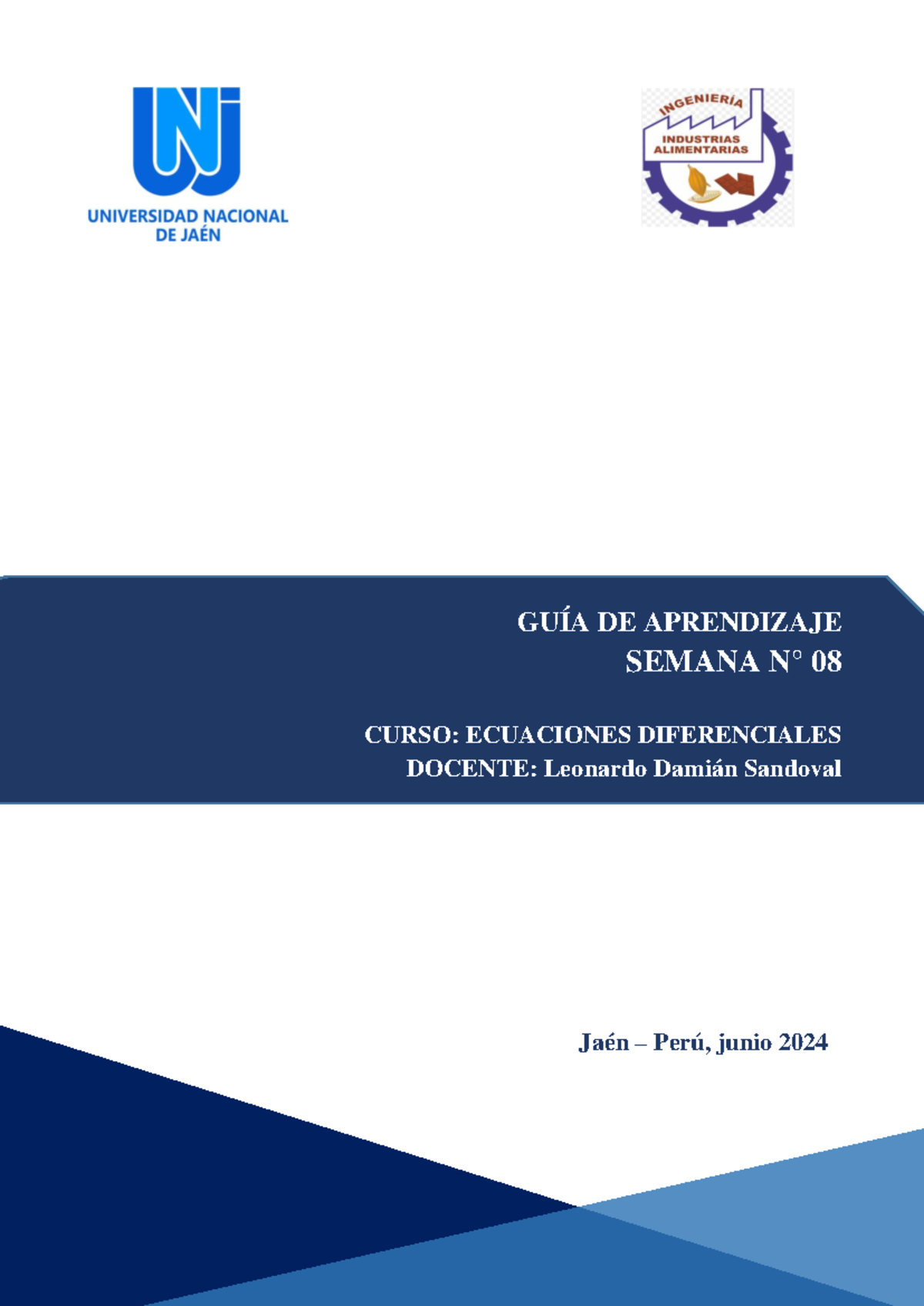 GUÍA N°8-ED - Guía para aprender - Jaén – Perú, junio 2024 GUÍA DE ...