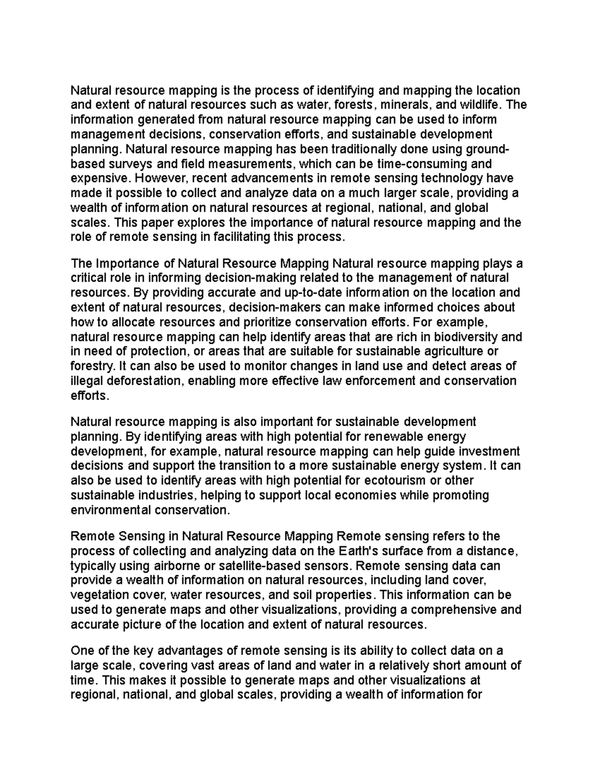 Natural resource mapping Summary p3 - Natural resource mapping is the ...