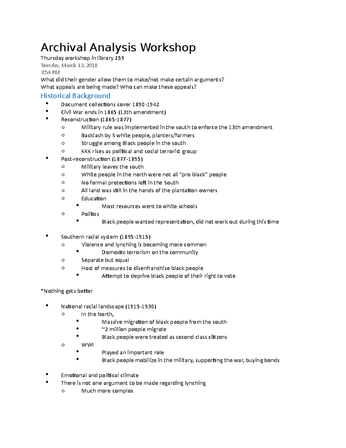 Archival Analysis Workshop - Archival Analysis Workshop Thursday ...