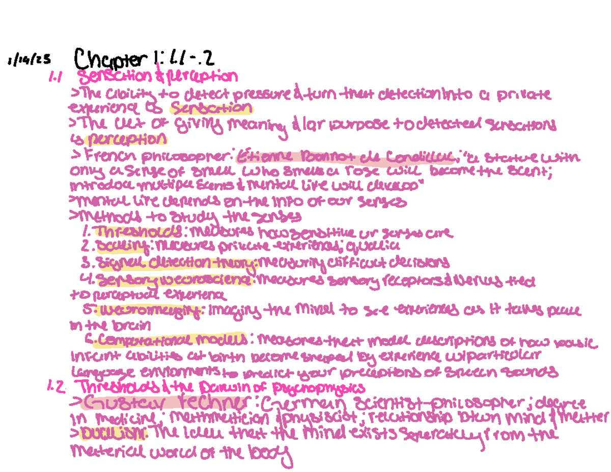 Sensory textbook notebook - ####### la is Chapter 1 1 I 2 1 1 Sensation ...