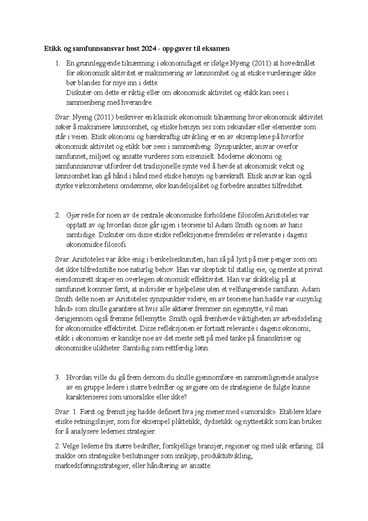 Etikk og samfunnsansvar eksamensøving - Etikk og samfunnsansvar høst 2024 - oppgaver til eksamen ...