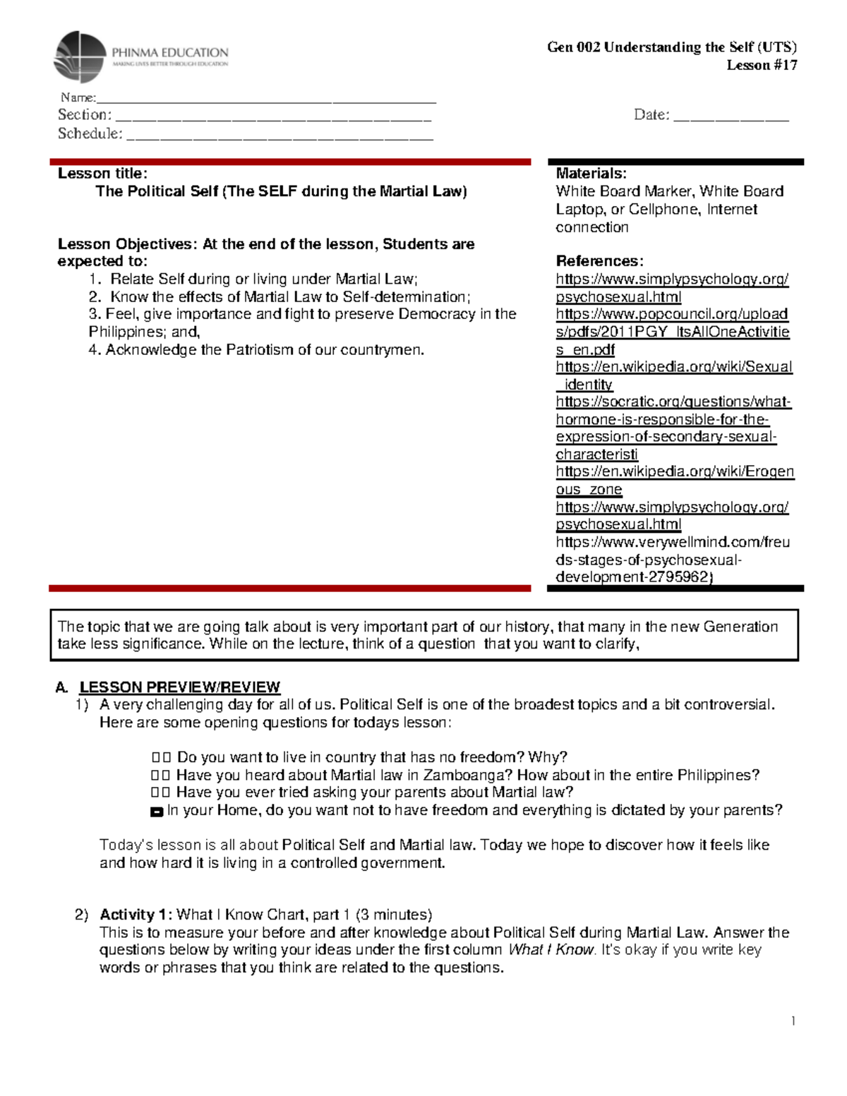 GEN 002 MODULE 17 - Lesson # Name ...