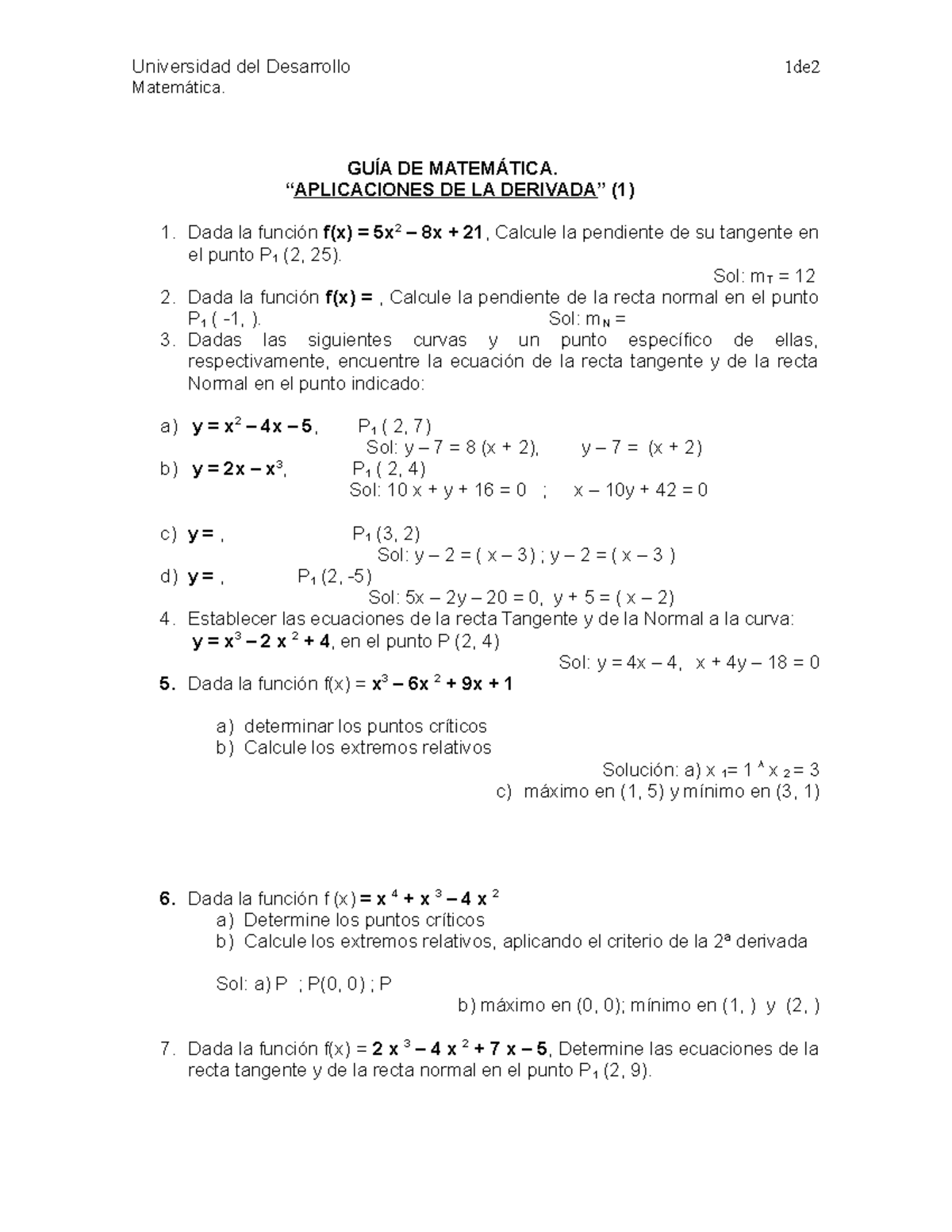 Derivadas Aplic. (1) 2020-3 - Matemática. GUÍA DE MATEMÁTICA. “APLICACIONES DE LA DERIVADA” (1 ...