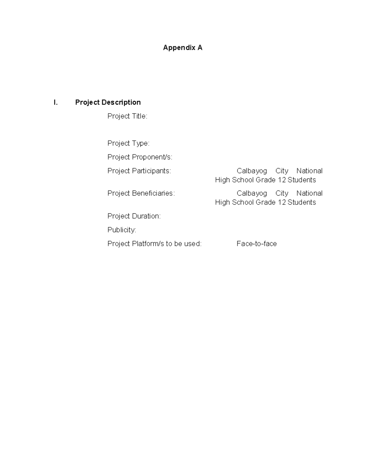 Appendix-A - research appendix a - Appendix A I. Project Description ...