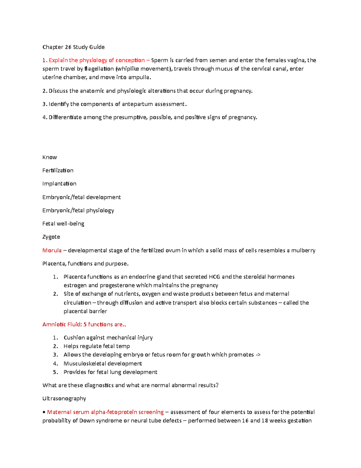 Chp 26 Study Guide foundations of nursing - Chapter 26 Study Guide ...