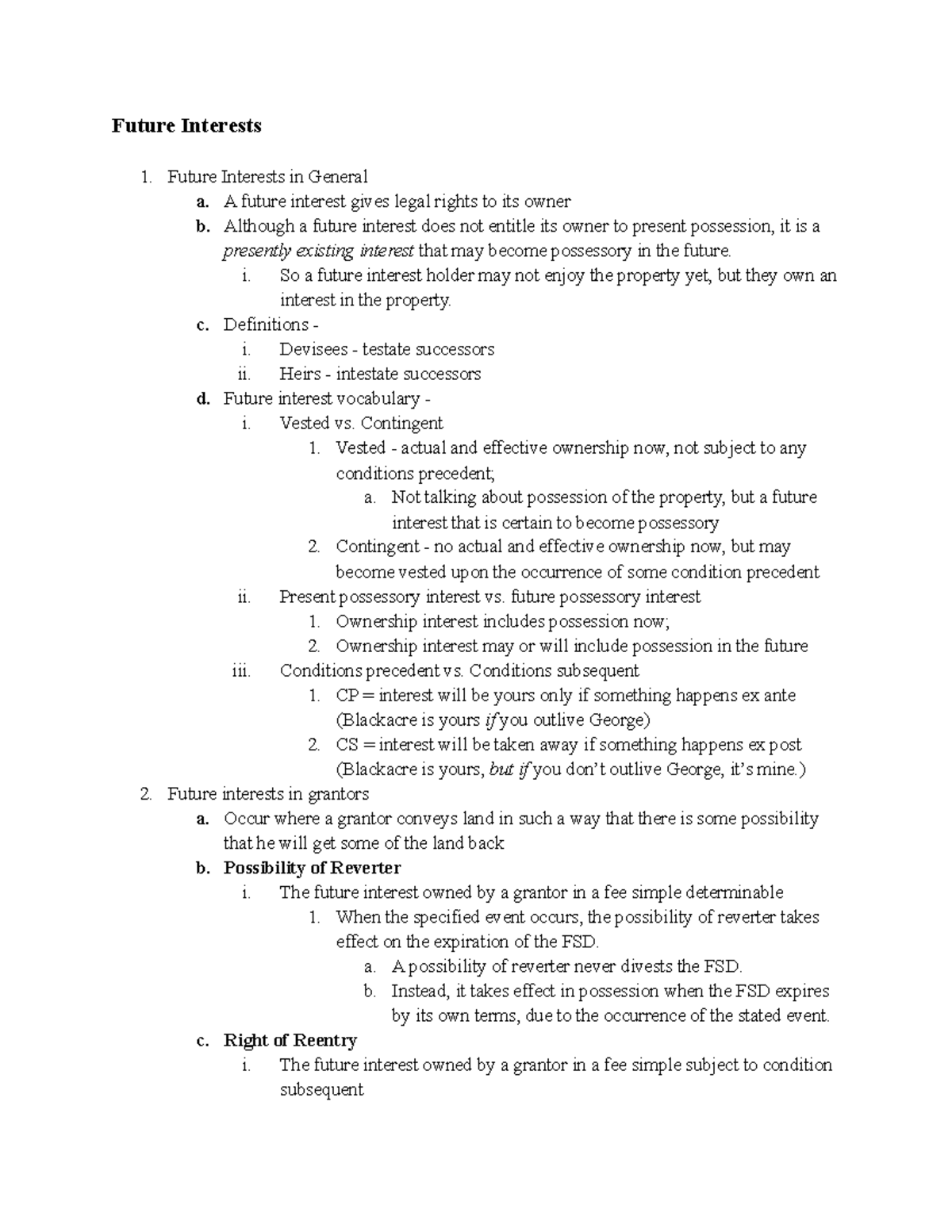 Future Interests - Interest law and housing - Future Interests Future ...