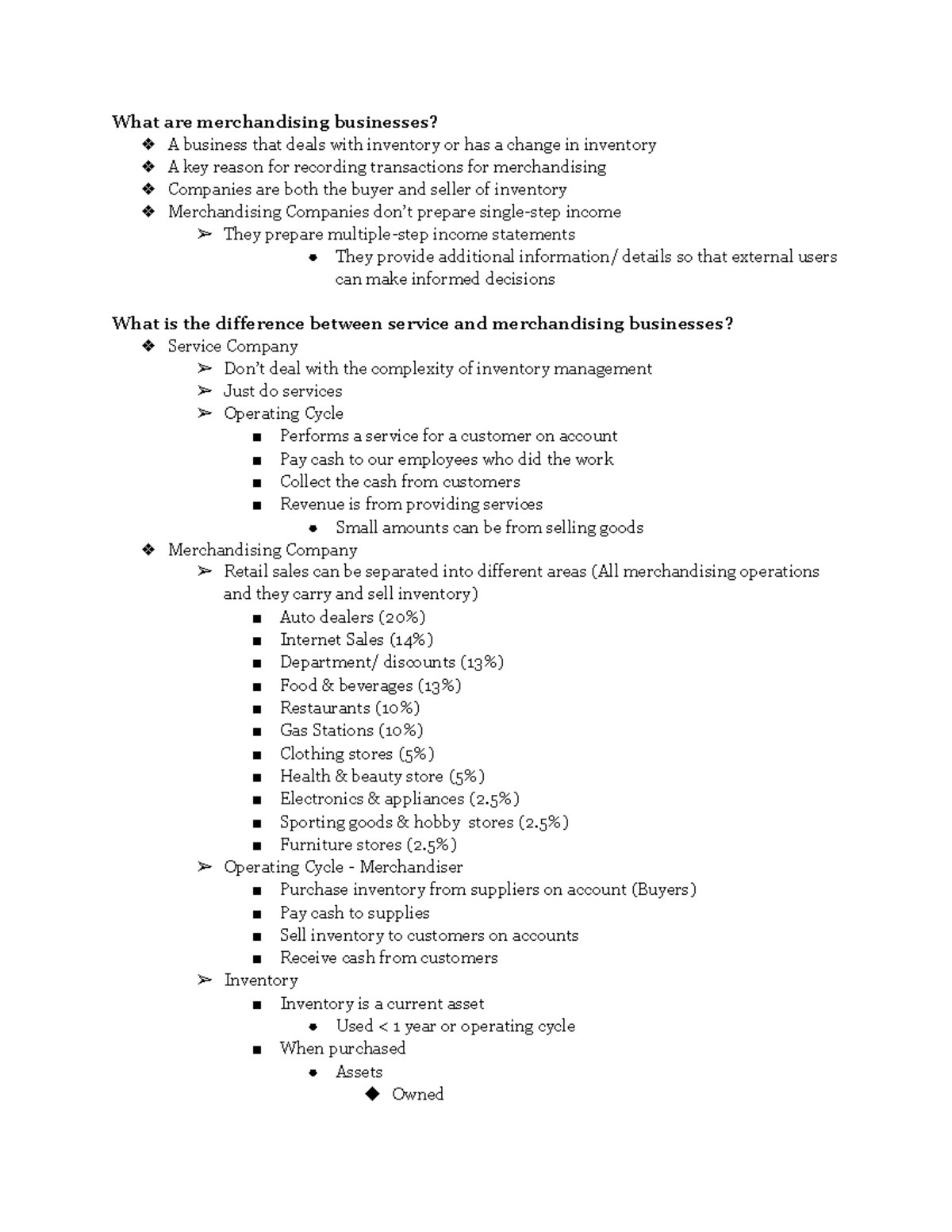 Lecture 5 ACC 100 F2020 - Notes for ACC 100 - What are merchandising ...