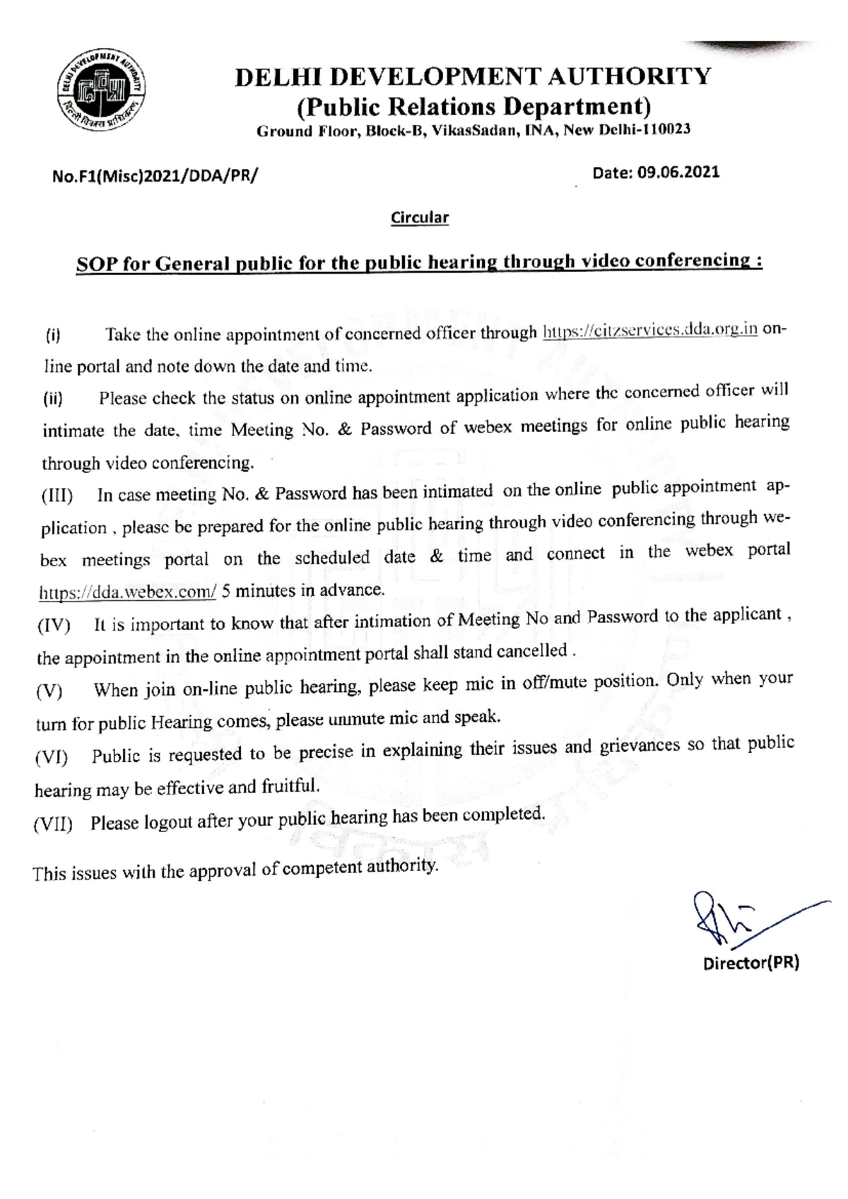 SOP for General Public 9062021 - DEPARTMENT STATEMENT DELHI DEVELOPMENT ...